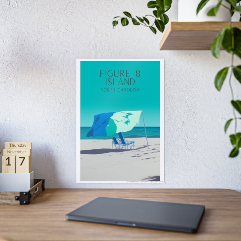 Figure Eight Island Poster Figure 8 Wall Art Beach Art - Etsy
