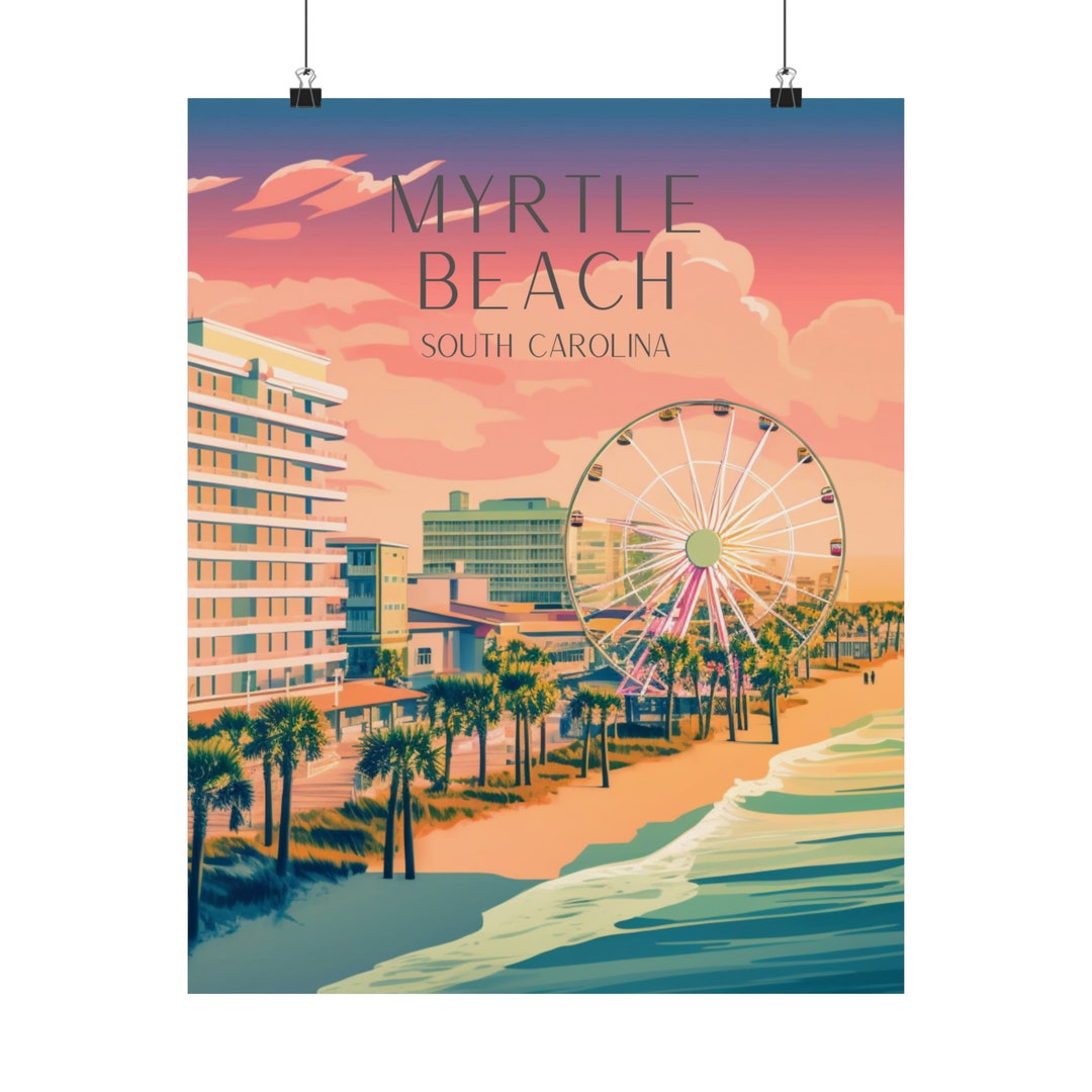 Myrtle Beach Travel Print - Myrtle Beach Poster, Beach Print, Wall Art ...