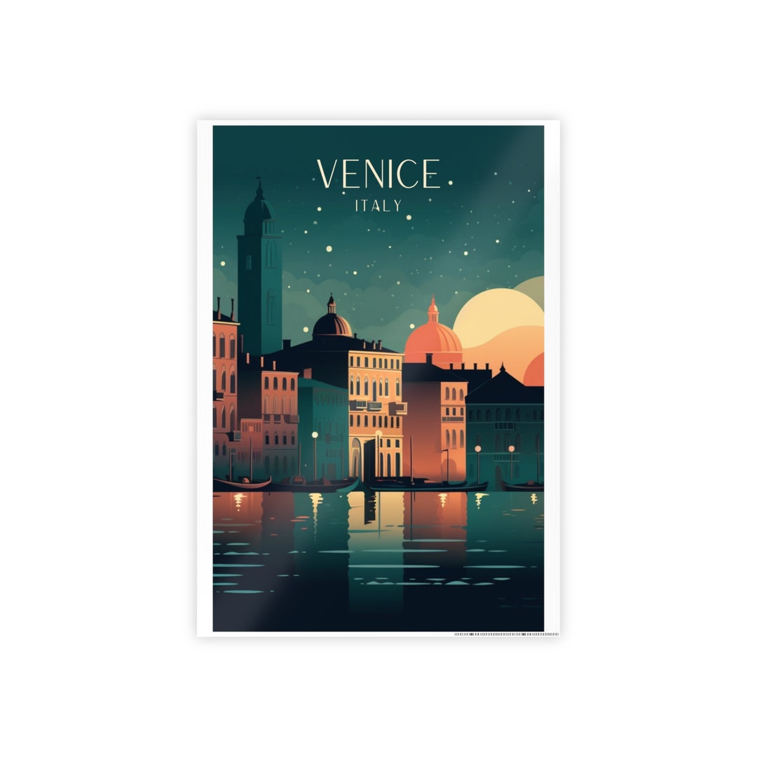 Venice Art Deco Travel Print - Venice Poster, Skyline Print, Europe ...