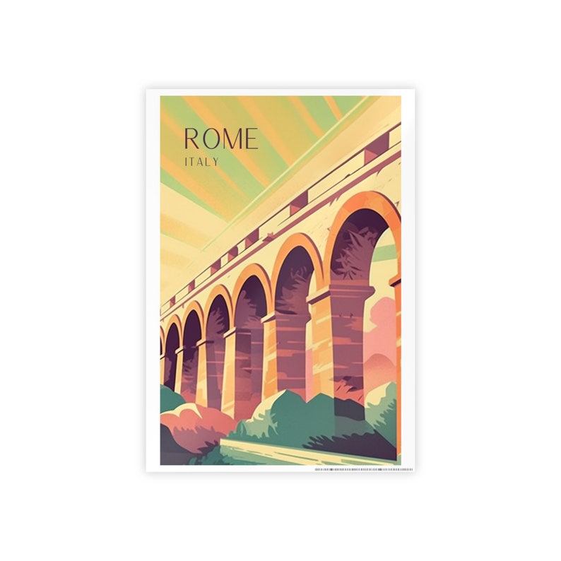 Rome Art Deco Travel Print - Rome Poster, Aqueduct Print, Europe Print ...
