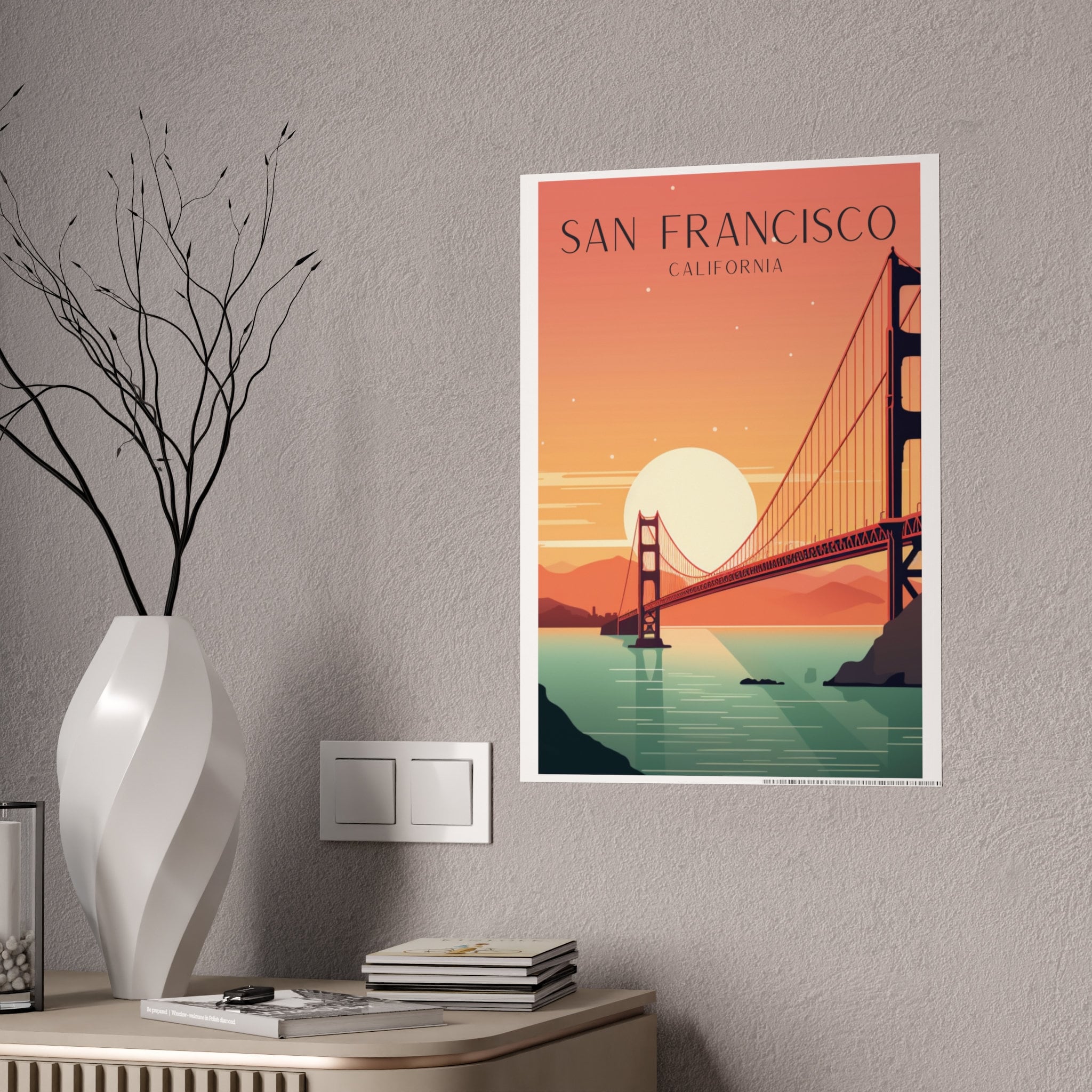 Digital Download San Francisco Art Deco Travel Print - Golden Gate ...