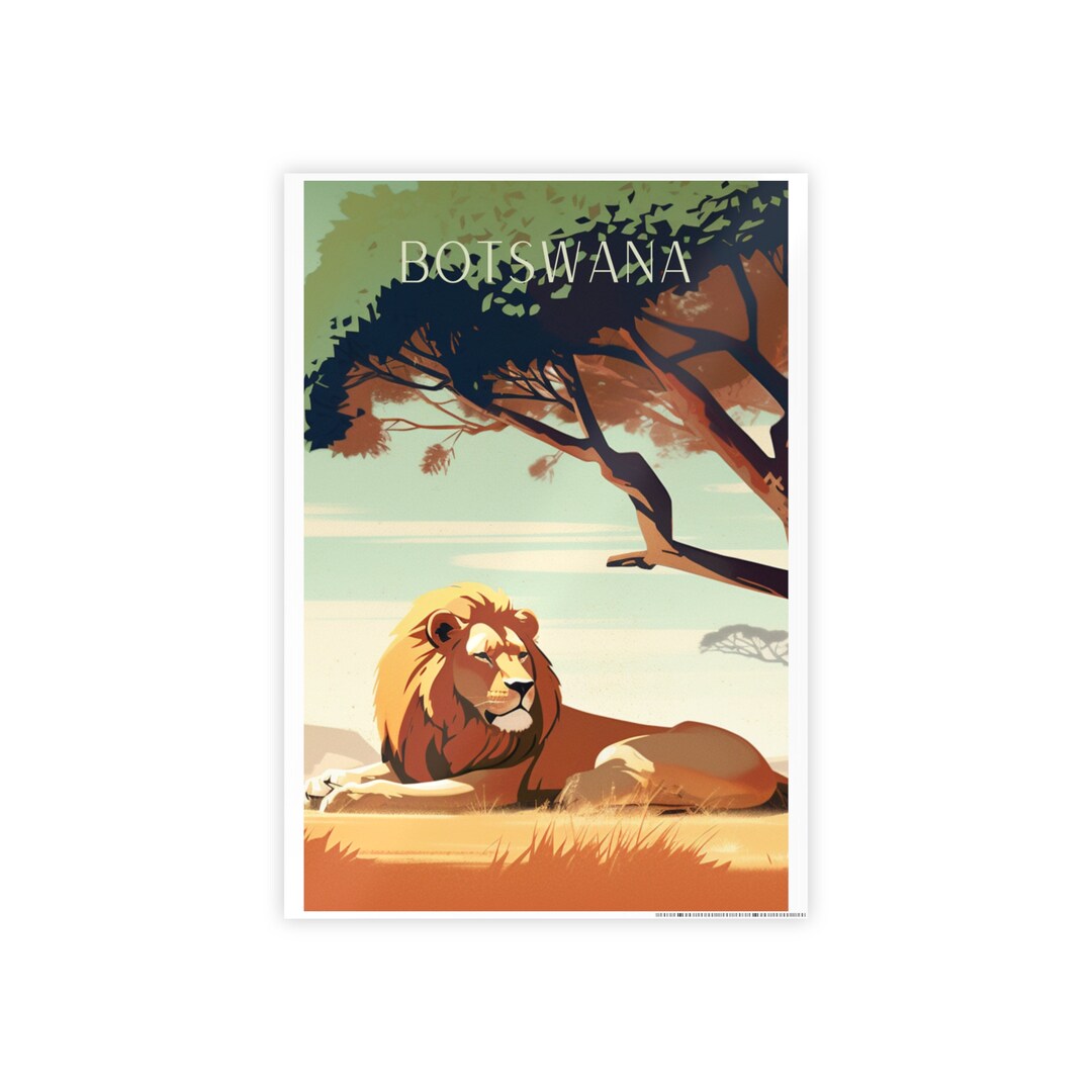 Botswana Art Deco Travel Print Botswana Poster, Savannah Print, Africa ...