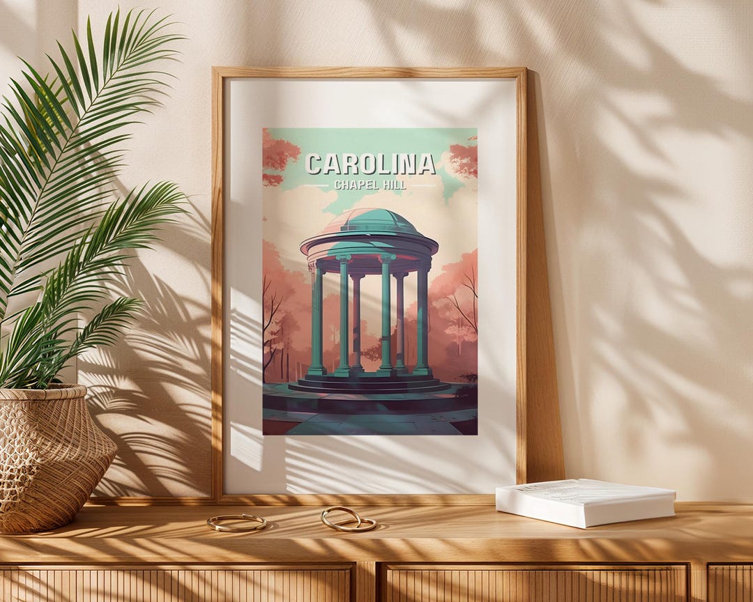 Vintage UNC Old Well Vertical Poster, Retro College Wall Art, Matte ...