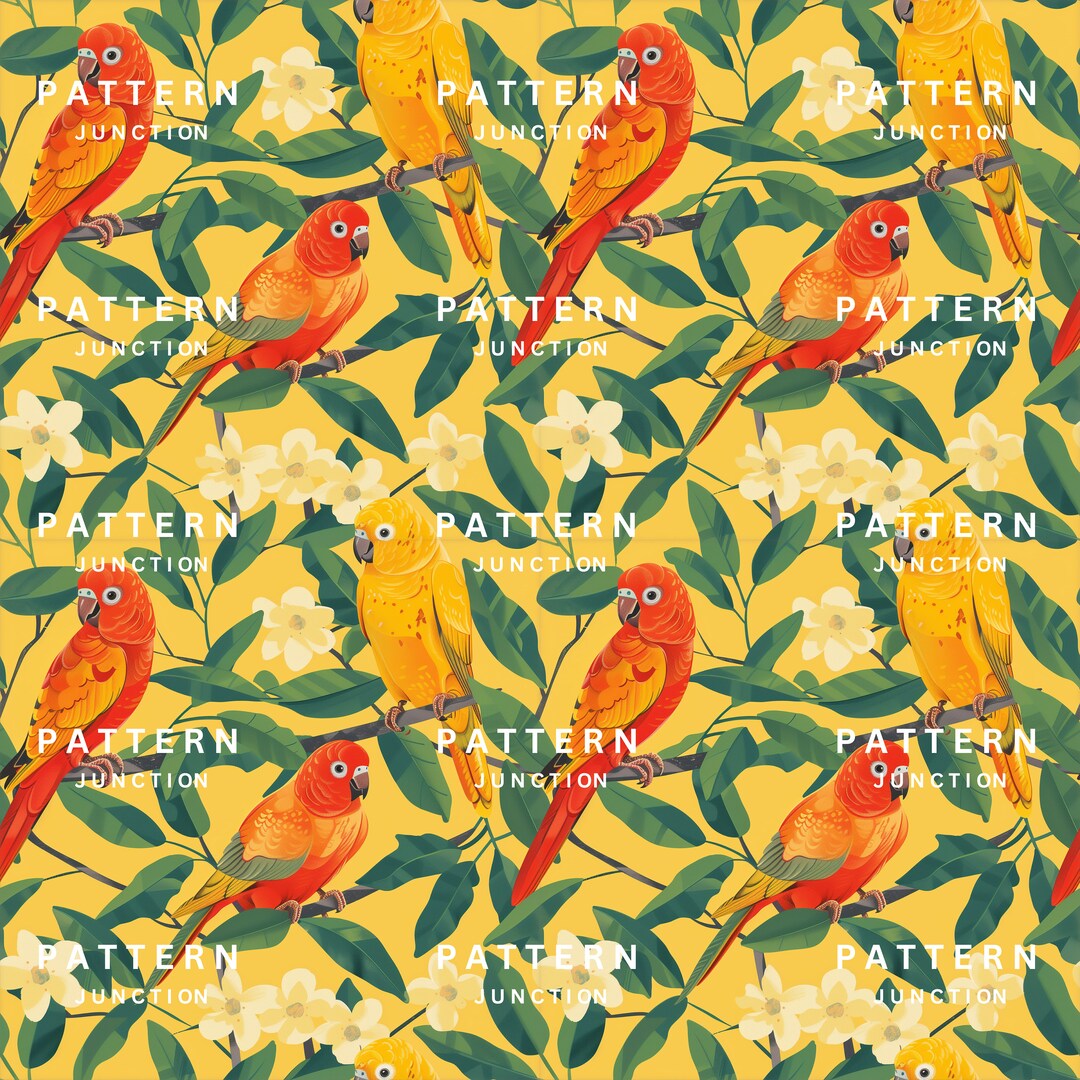 Digital Parrot Pattern for Exotic Decor, Vibrant Crafts - Instant ...