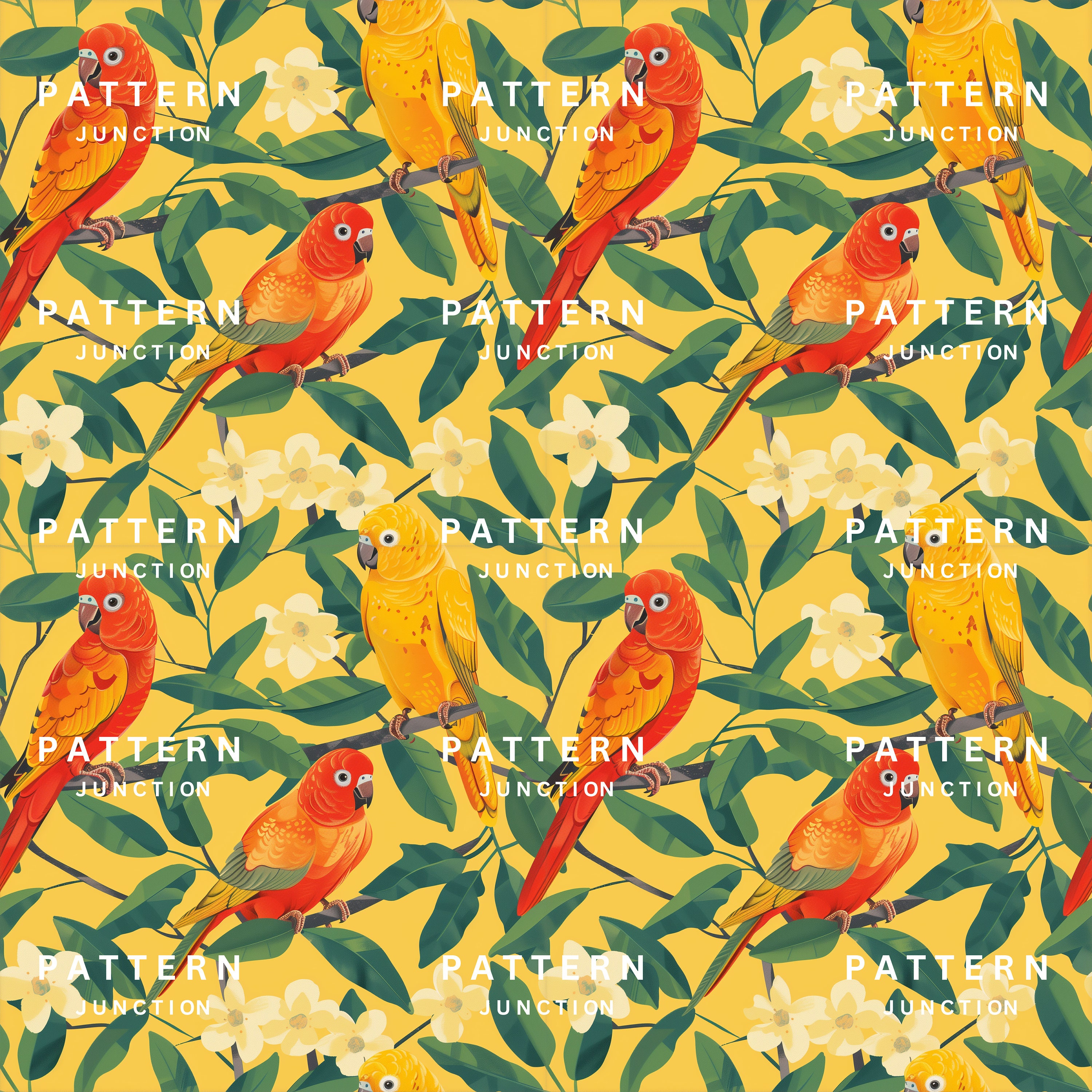 Digital Parrot Pattern for Exotic Decor, Vibrant Crafts - Instant ...