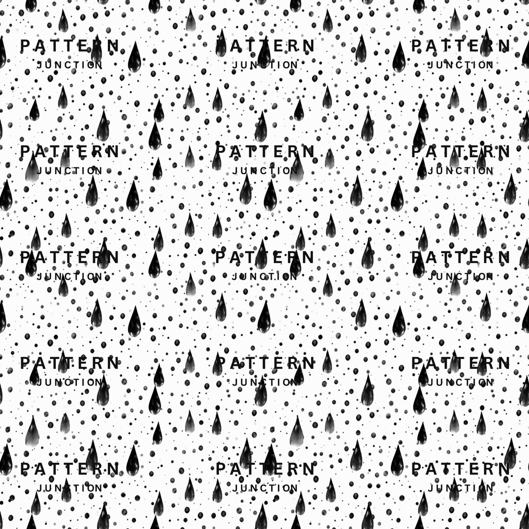 Seamless Black and White Rain Drop Pattern Digital Paper Print Digital ...