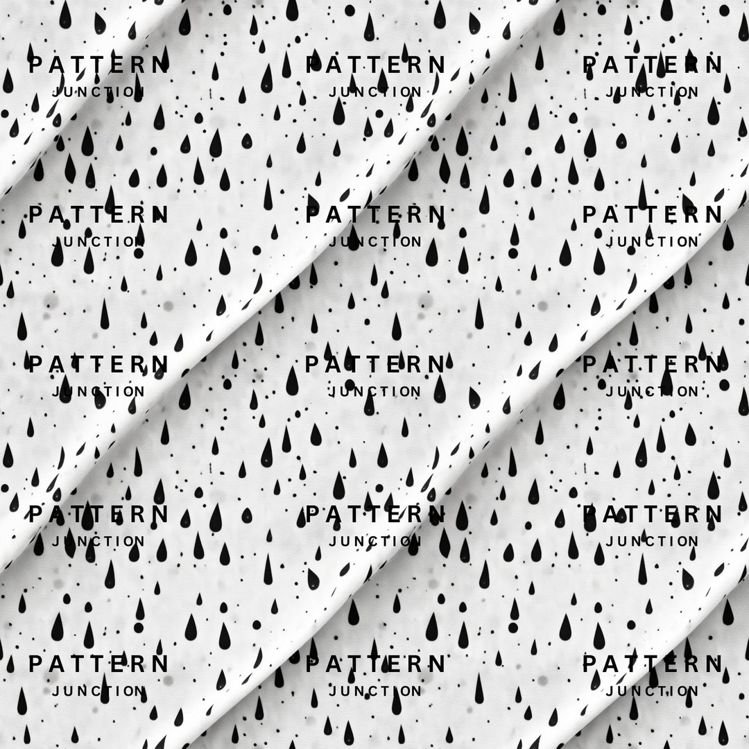 Seamless Black and White Rain Pattern 3D Rain Drop Art Print Rain ...