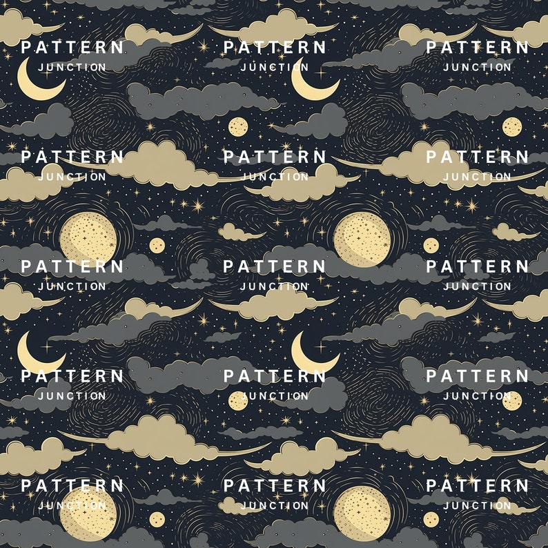 Celestial Moon-inspired Digital Paper Magical Crescent Moon Digital ...