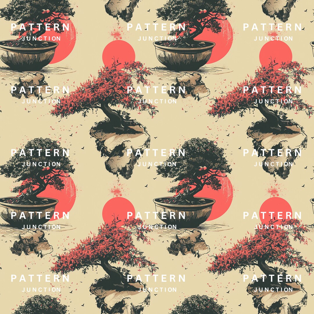 Serenity Bonsai Digital Tree Pattern: Tranquil Zen Bonsai Tree Digital ...