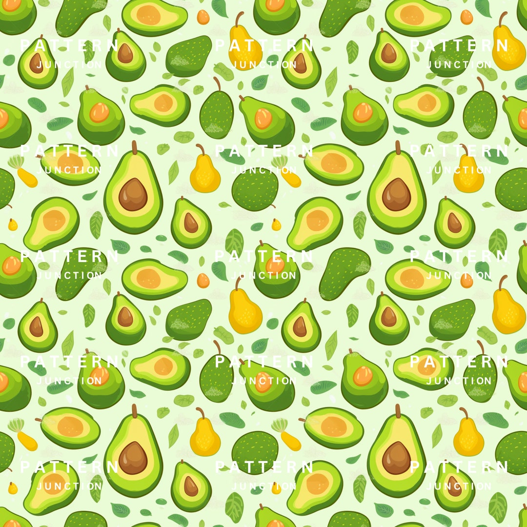 Seamless Colourful Avocado Digital Print Tropical Avocado Healthy Fruit ...
