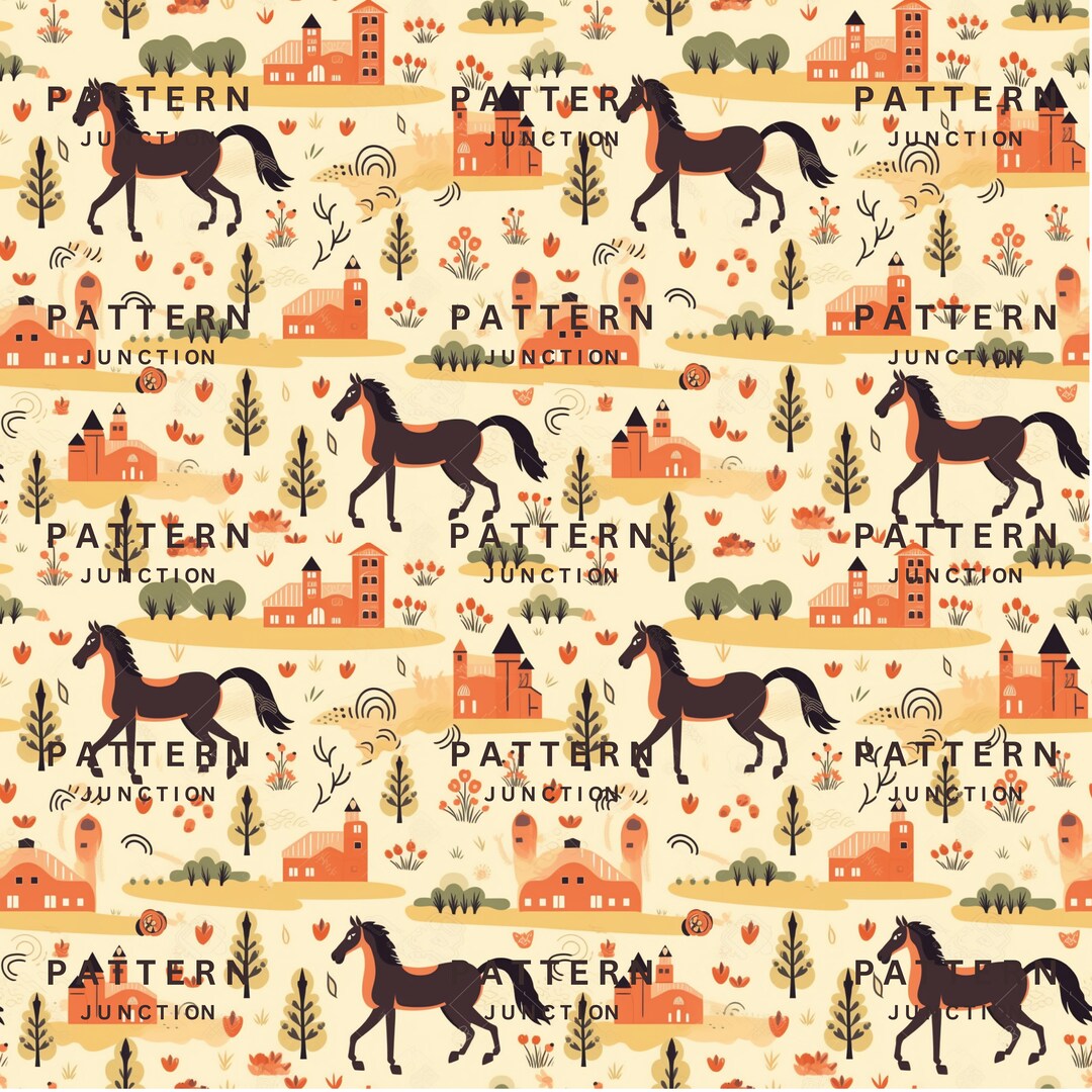 Free Spirited Horse Patterns: Seamless Digital Pattern With Flat ...