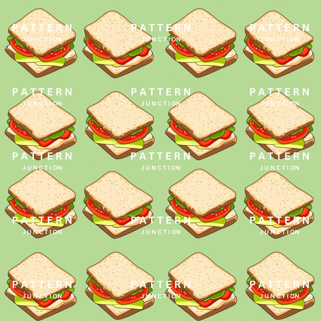 Lunch Sandwiches Digital Pattern: Tasty Sandwiches Digital Print ...