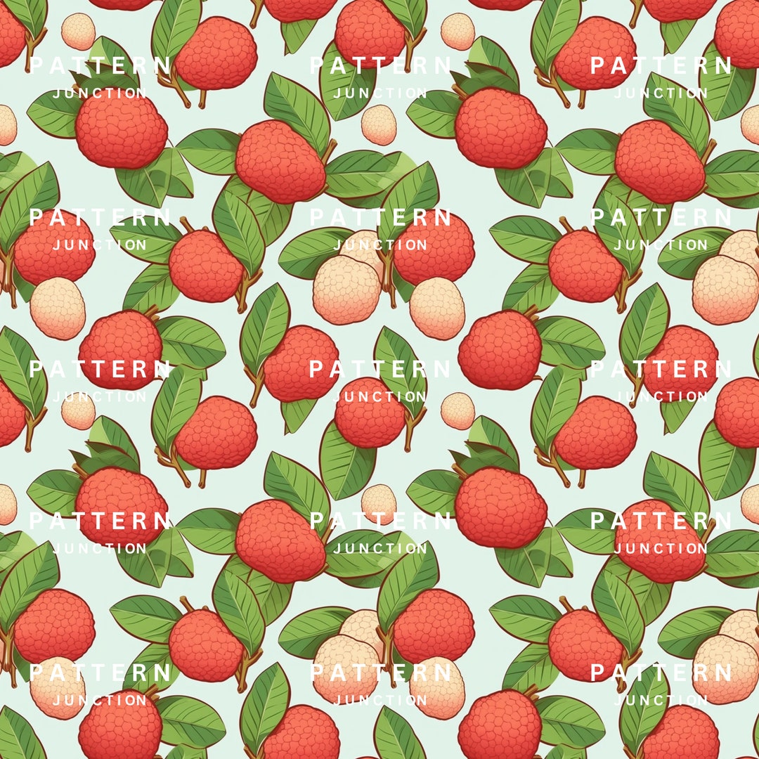 Seamless Tropical Lychee Digital Artwork Print Lychee Digital Artwork ...
