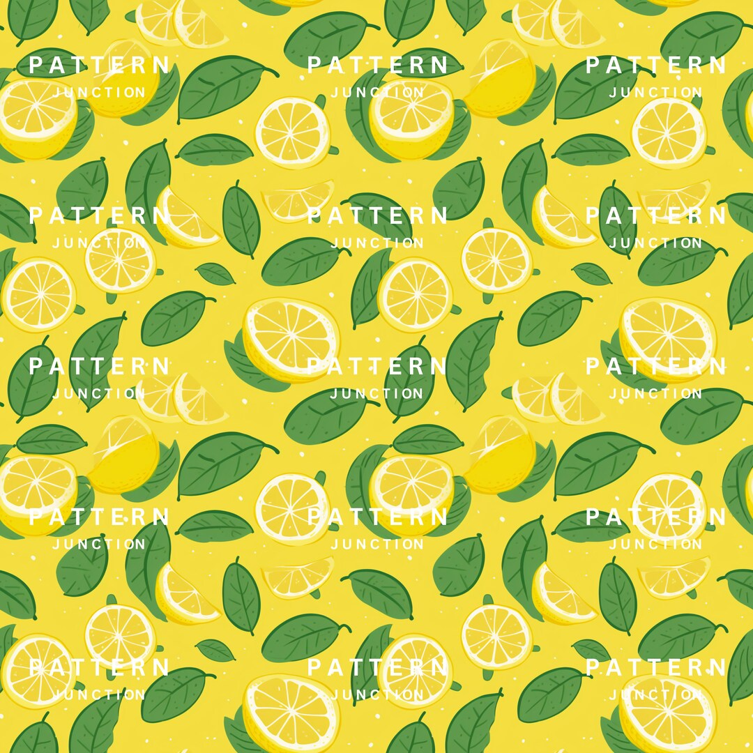 Seamless Citrus Lemon Digital Paper Pattern Lemon Digital Artwork Print ...