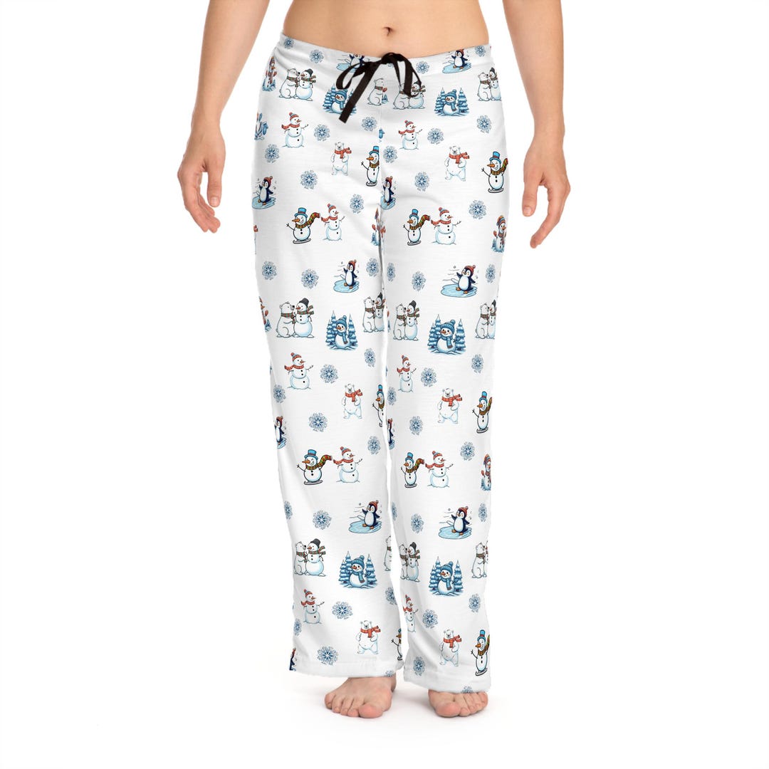 Snowman Pattern Pajama Pants | Winter Penguin Snowflakes Print - Etsy
