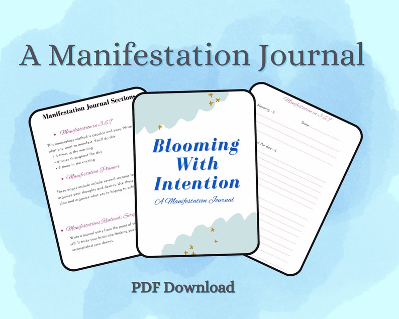 Digital Manifestation Journal, blooming With Intention Manifestation ...