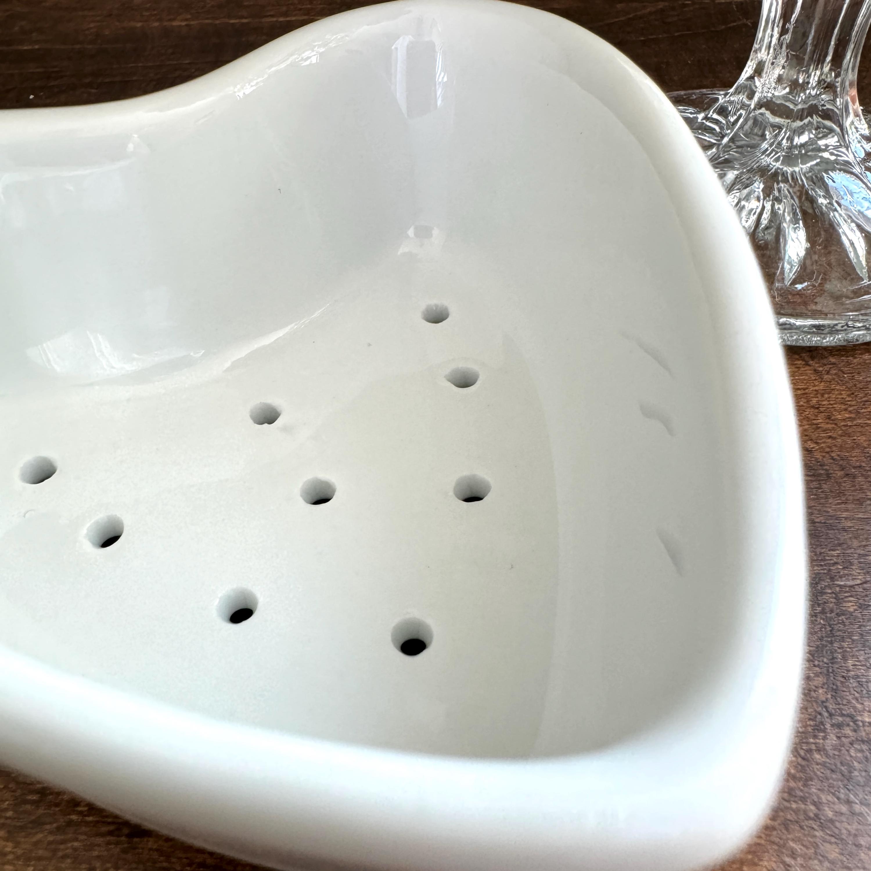Vintage French White Porcelain Heart Shaped Cheese Mold, Apilco, Made ...