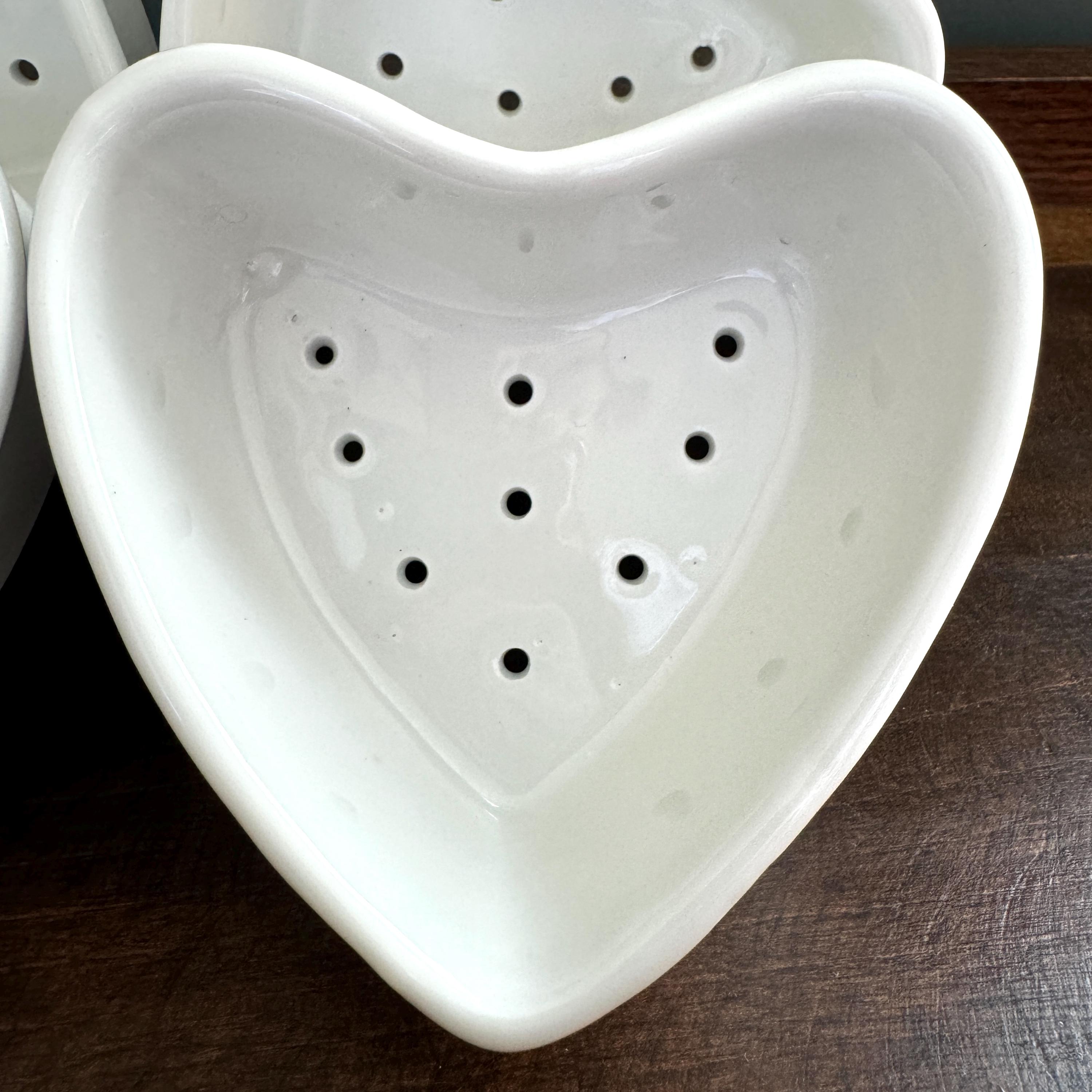 Vintage French White Porcelain Heart Shaped Cheese Mold, Apilco, Made ...