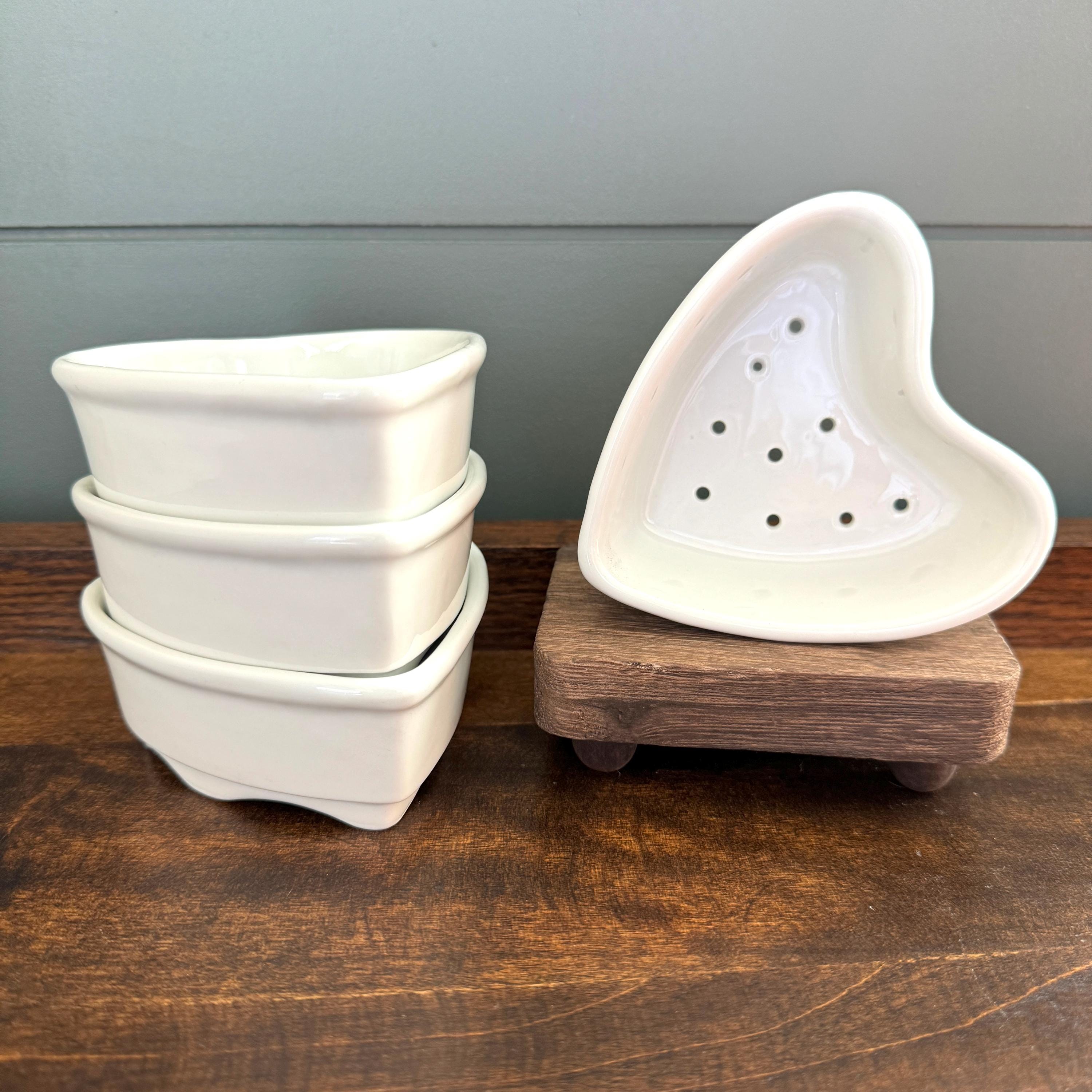 Vintage French White Porcelain Heart Shaped Cheese Mold, Apilco, Made ...