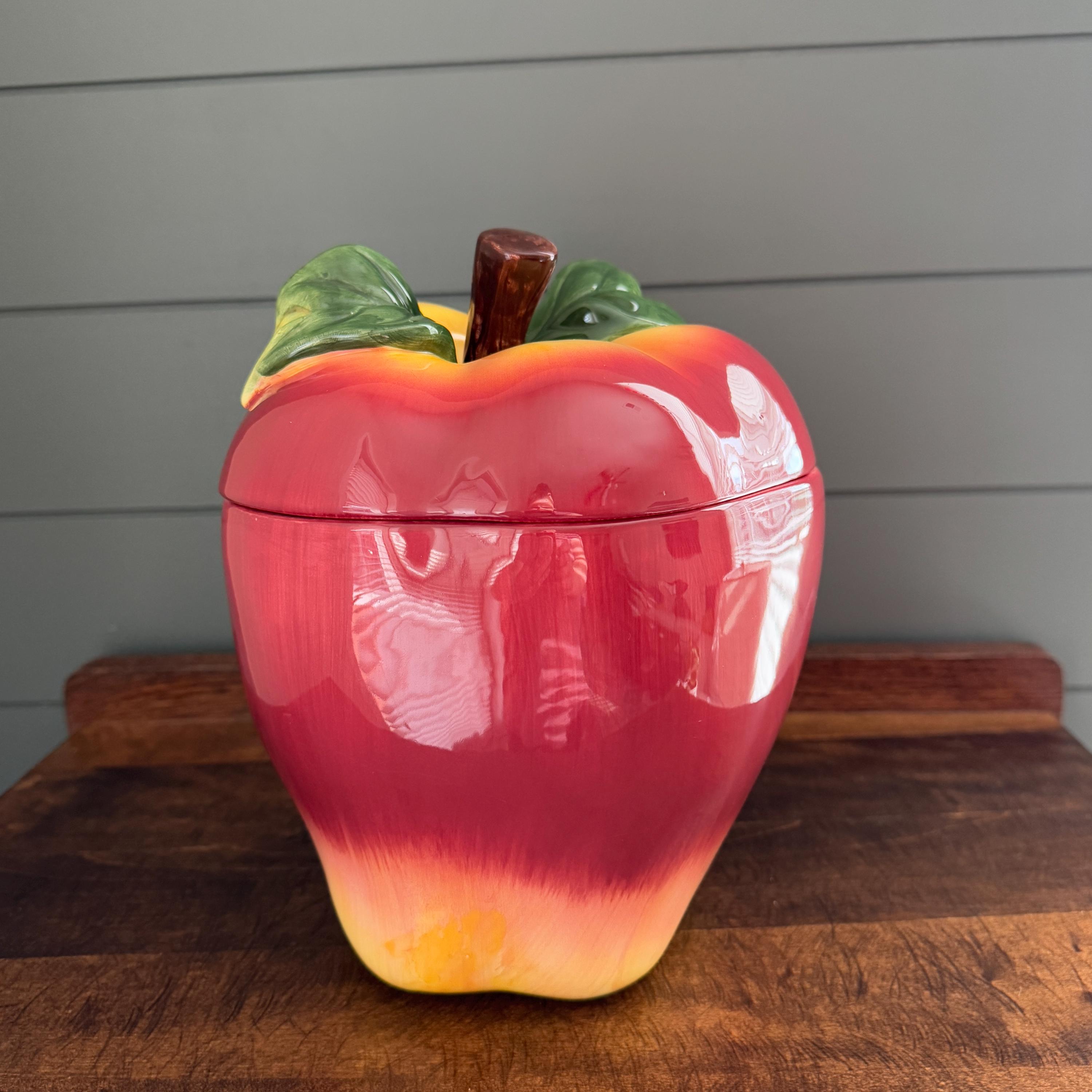 Vintage Large Ceramic Apple Cookie Jar - Etsy