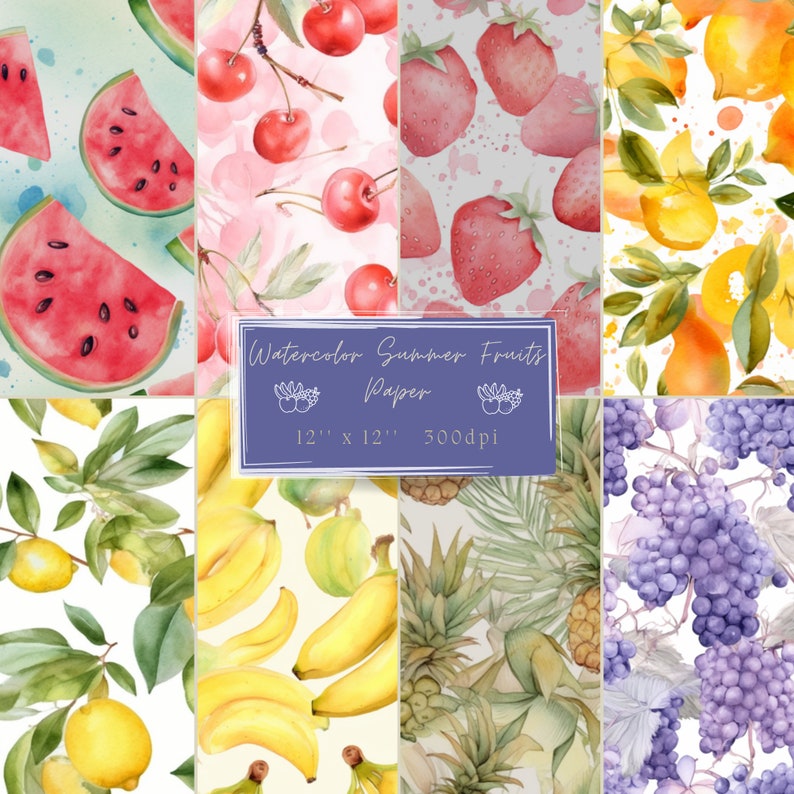Summer Fruits Watercolor Paper - Etsy