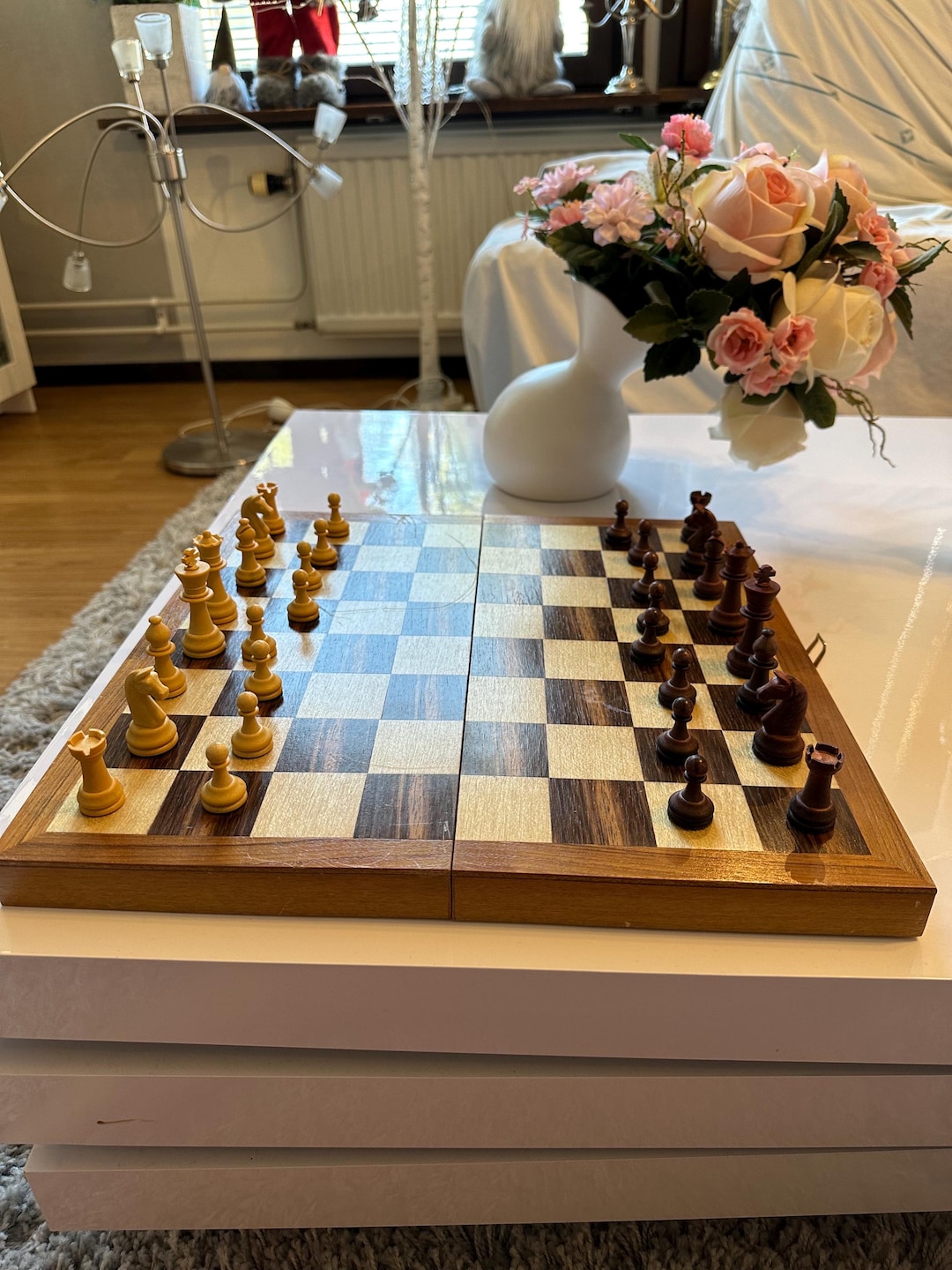 Vintage 1986 Chess Set Wooden Board With Storage Classical Board Game ...