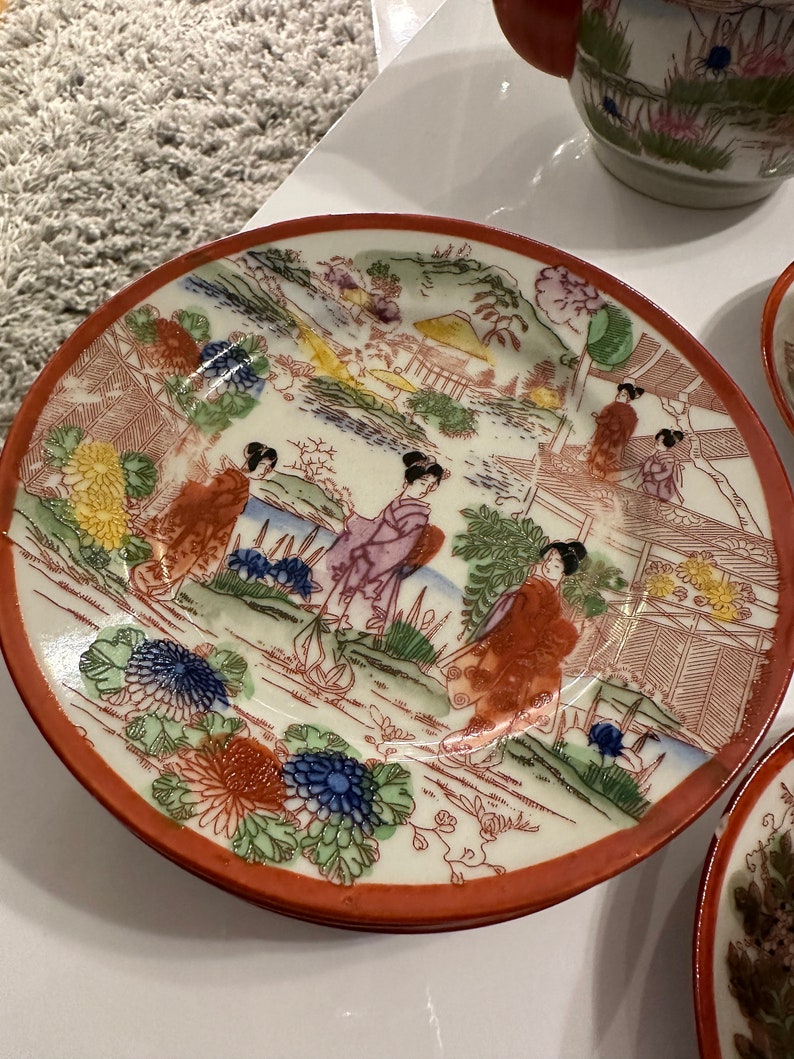 Antique Satsuma Tea Set, Hand Painted Japanese Eggshell Porcelain - Etsy