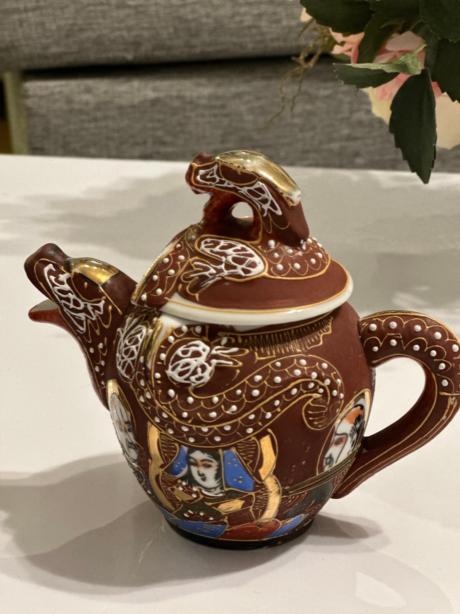 Antique Japan Satsuma Porcelain Tea Set, Geisha Lithophane, Mid-century ...