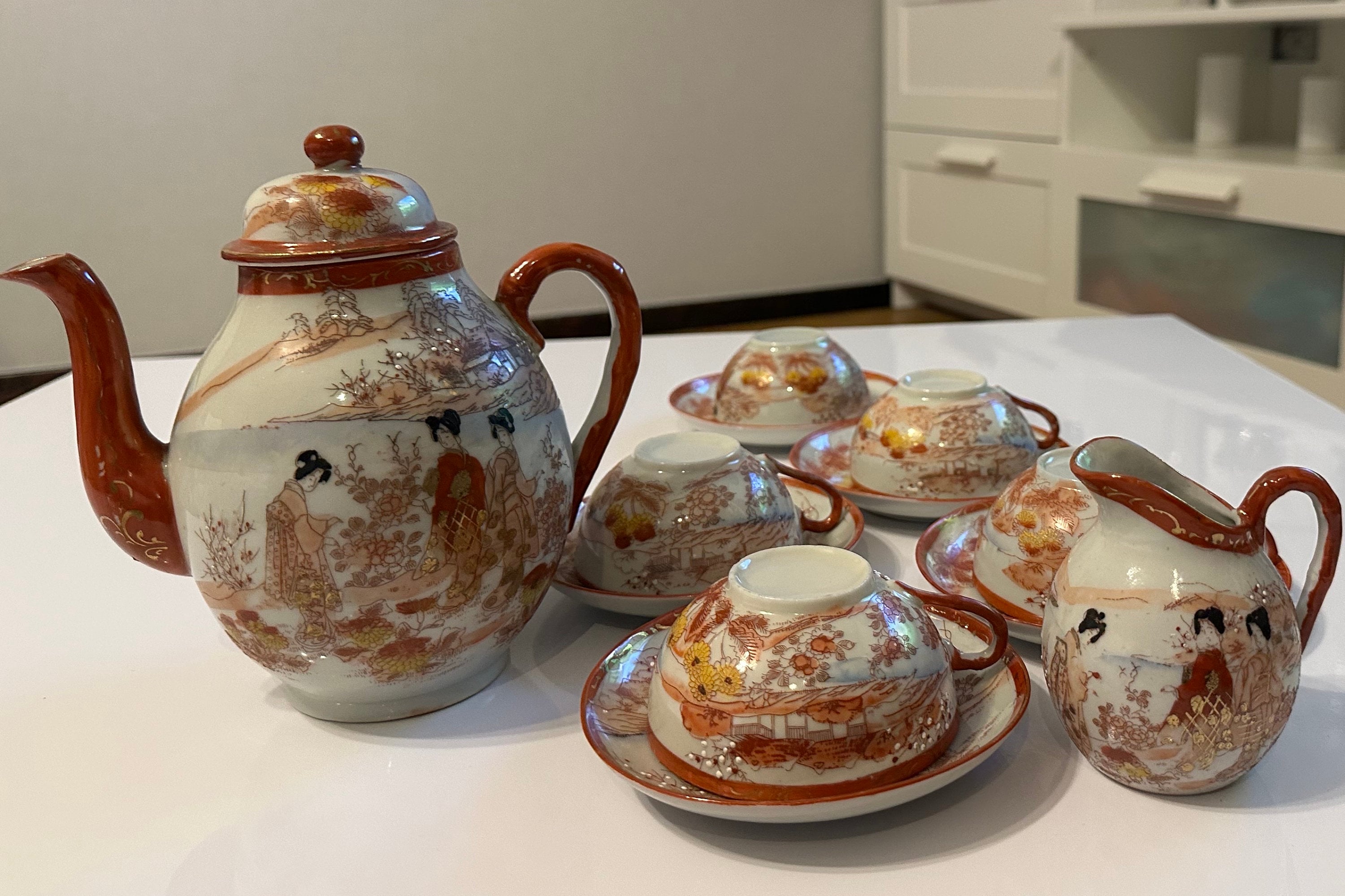 Antique Satsuma Tea Set , Hand Painted Japanese, Eggshell Porcelain - Etsy