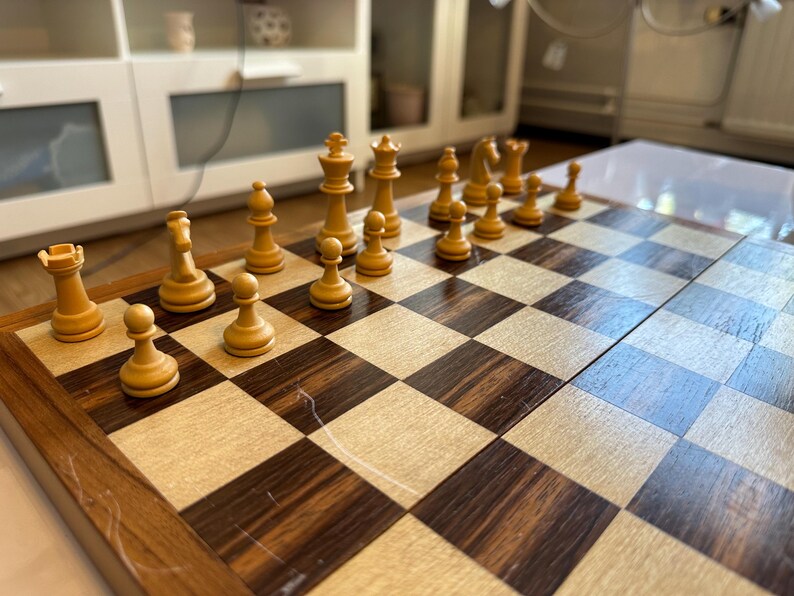 Vintage 1986 Chess Set Wooden Board With Storage Classical Board Game ...