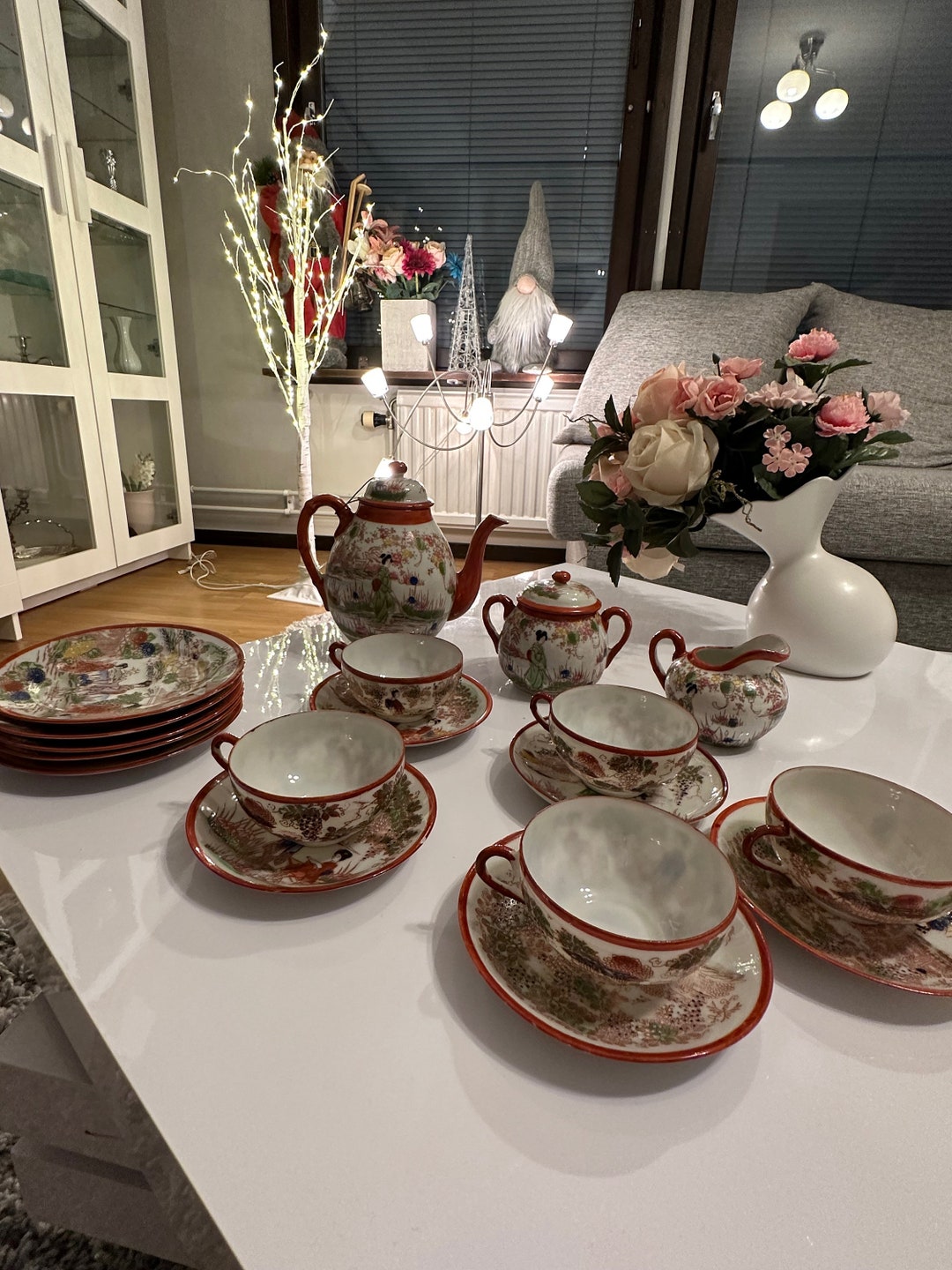 Antique Satsuma Tea Set, Hand Painted Japanese Eggshell Porcelain - Etsy