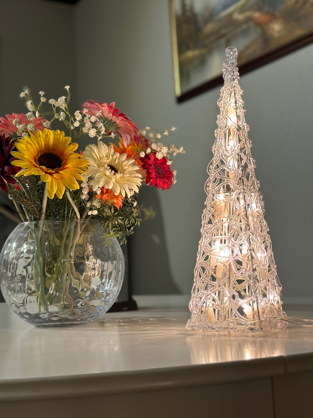 Vintage Christmas Cone , Decoration LED Pyramid 60 Cm - LED Warm White ...