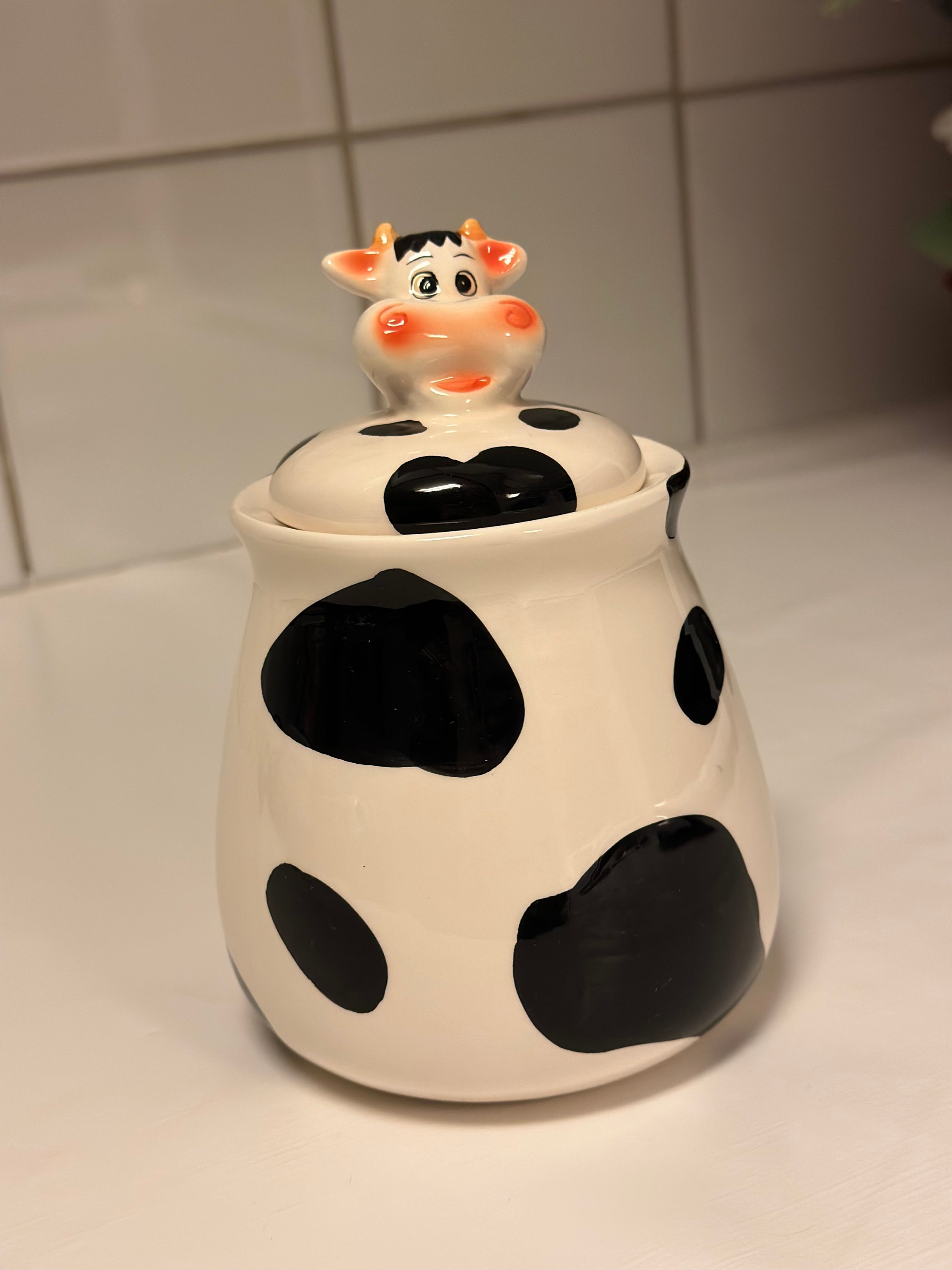 Vintage Cow Tea Set ,black and White Ceramic Cow Teapot ,collectible ...