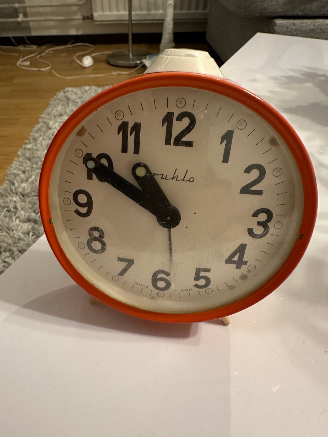 Ruhla Clock - Vintage Alarm Clock - Old Mechanical Clock - Red Clock ...