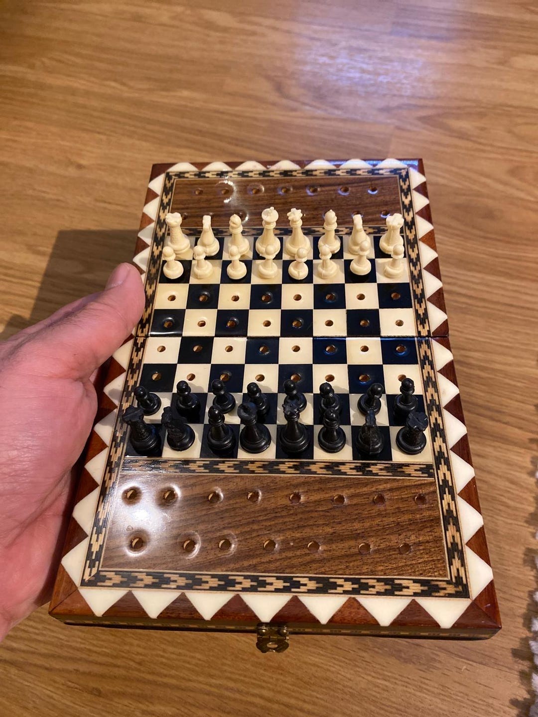 Vintage Wooden Small Travel Chess Set - Mini Spanish V Molero Granada ...
