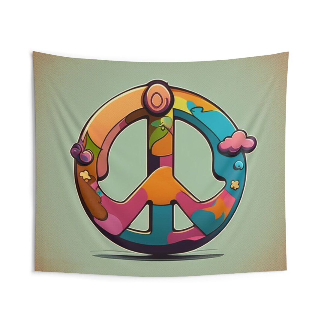 A Kaleidoscope of Peace: the Vibrant Cartoon Peace Sign Tapestry ...