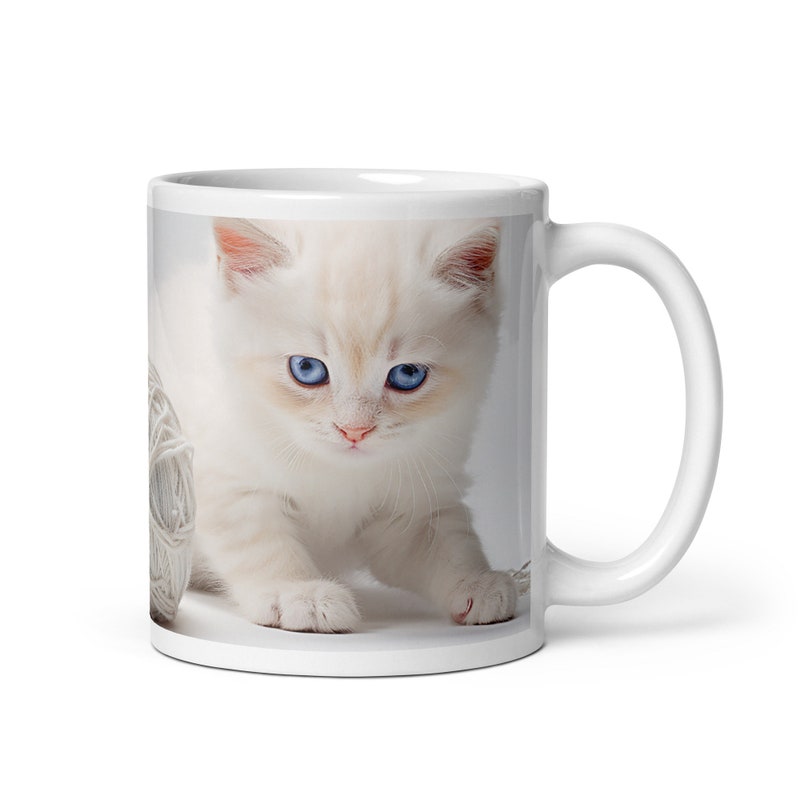 White Cat Mug - Etsy