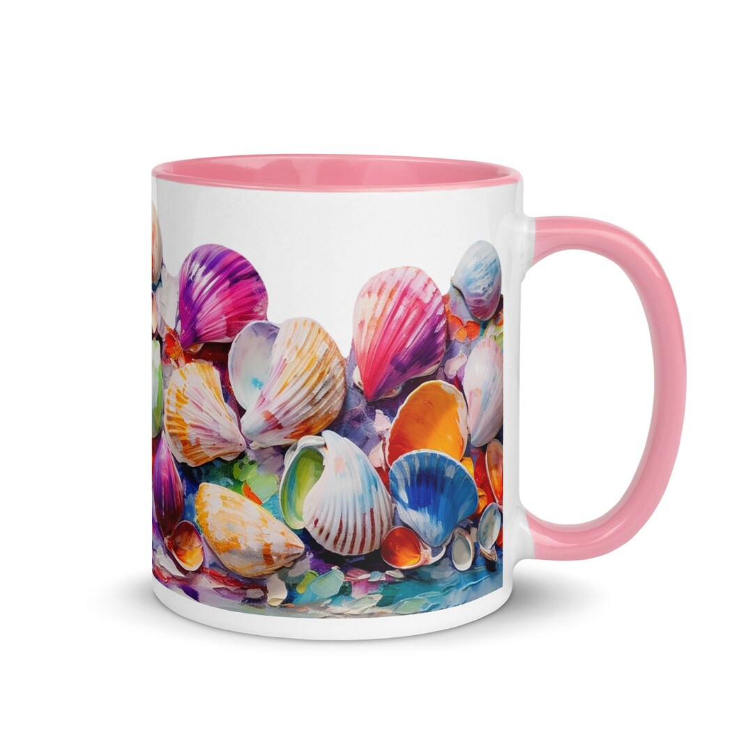 Colorful Sea Shell Ceramic Coffee Mug - Coastal-inspired Design - Gift ...