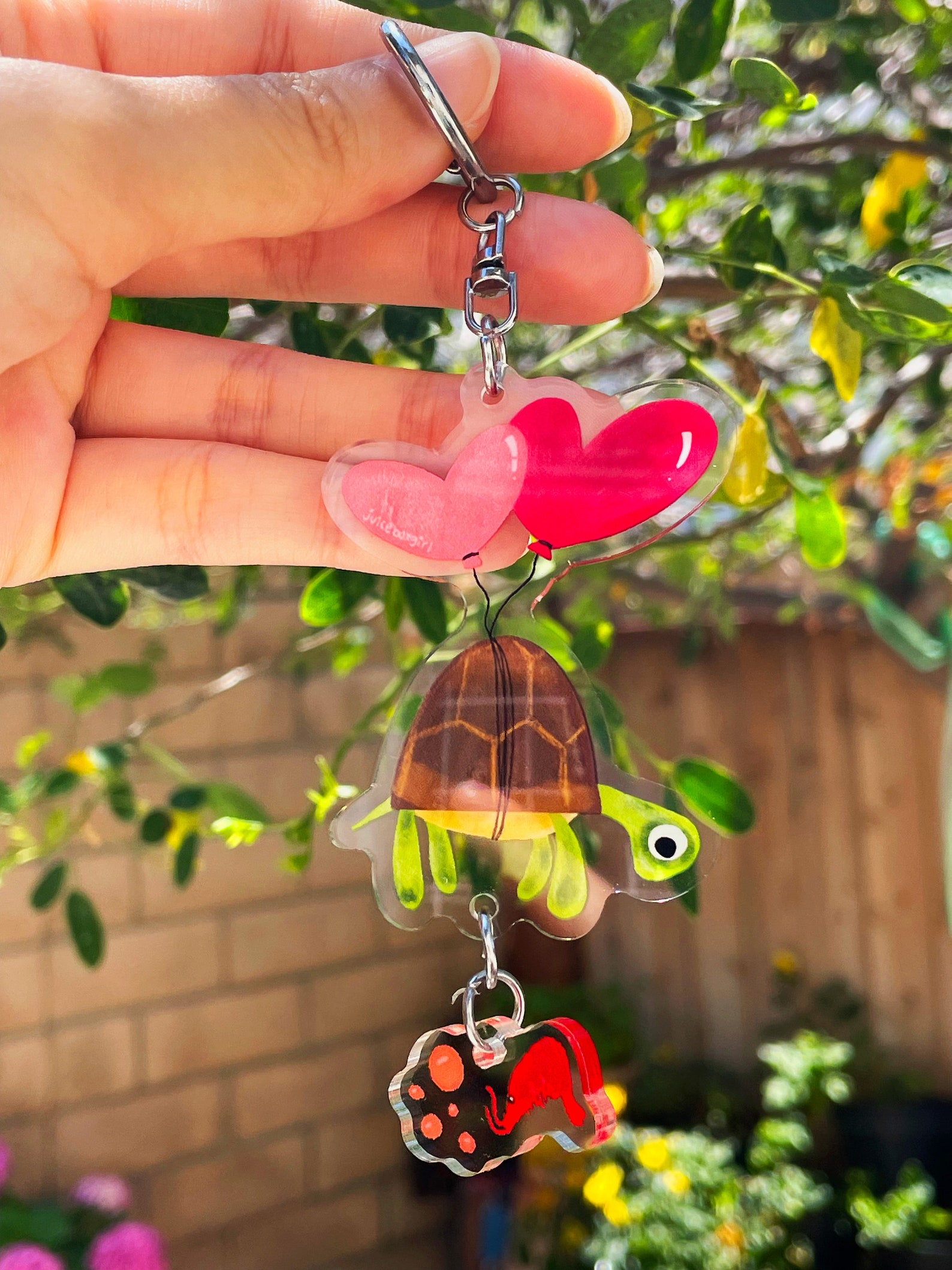 Turtle X Shrimp Keychain | Connection Clear Acrylic Charms | Cute ...