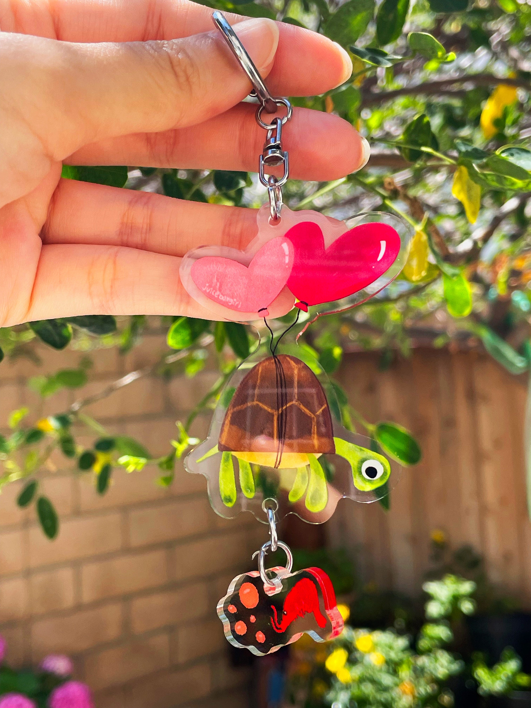 Turtle X Shrimp Keychain | Connection Clear Acrylic Charms | Cute ...