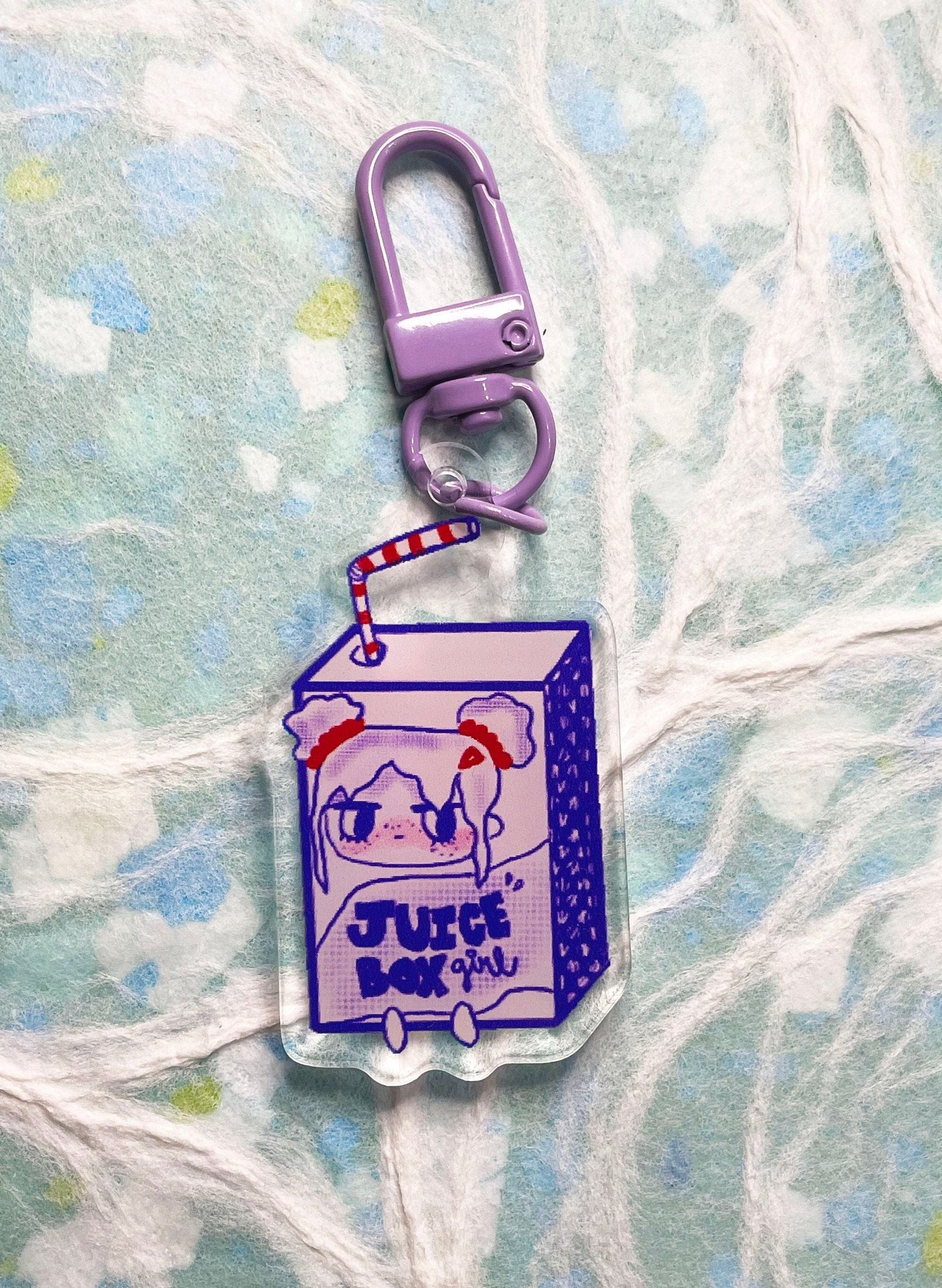 Juice Box Girl Clear Acrylic Keychain Small Charm Cute - Etsy