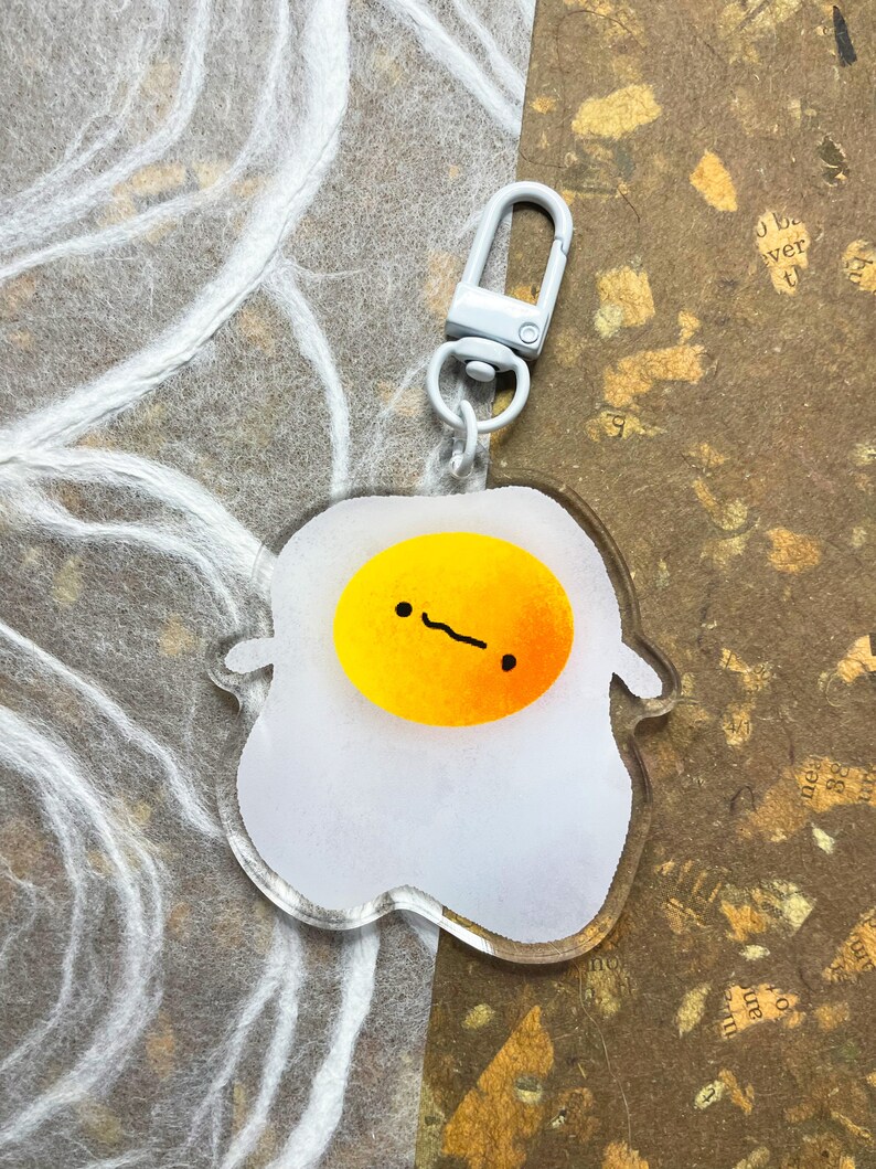 Fried Egg Clear Acrylic Keychain | Double Sided Charm | Cute Keychains ...