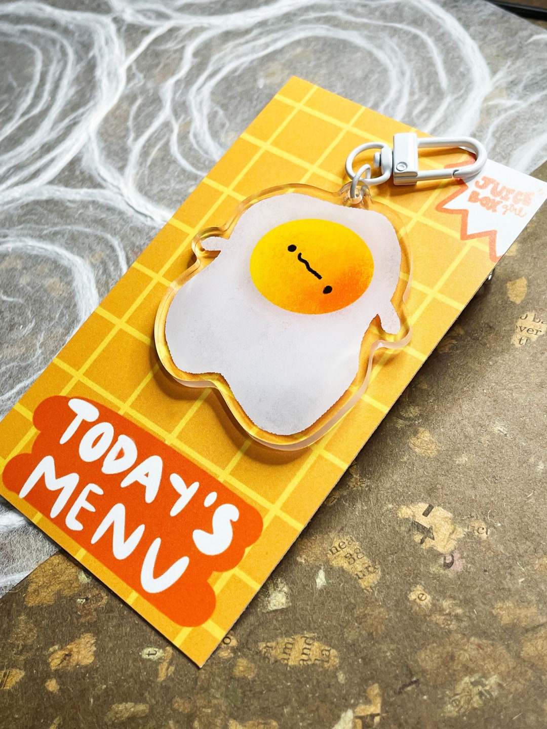 Fried Egg Clear Acrylic Keychain | Double Sided Charm | Cute Keychains ...