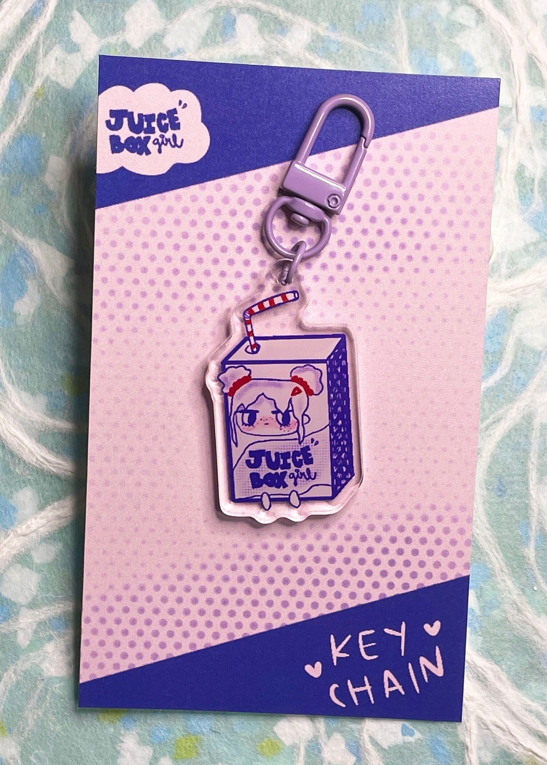 Juice Box Girl Clear Acrylic Keychain Small Charm Cute - Etsy