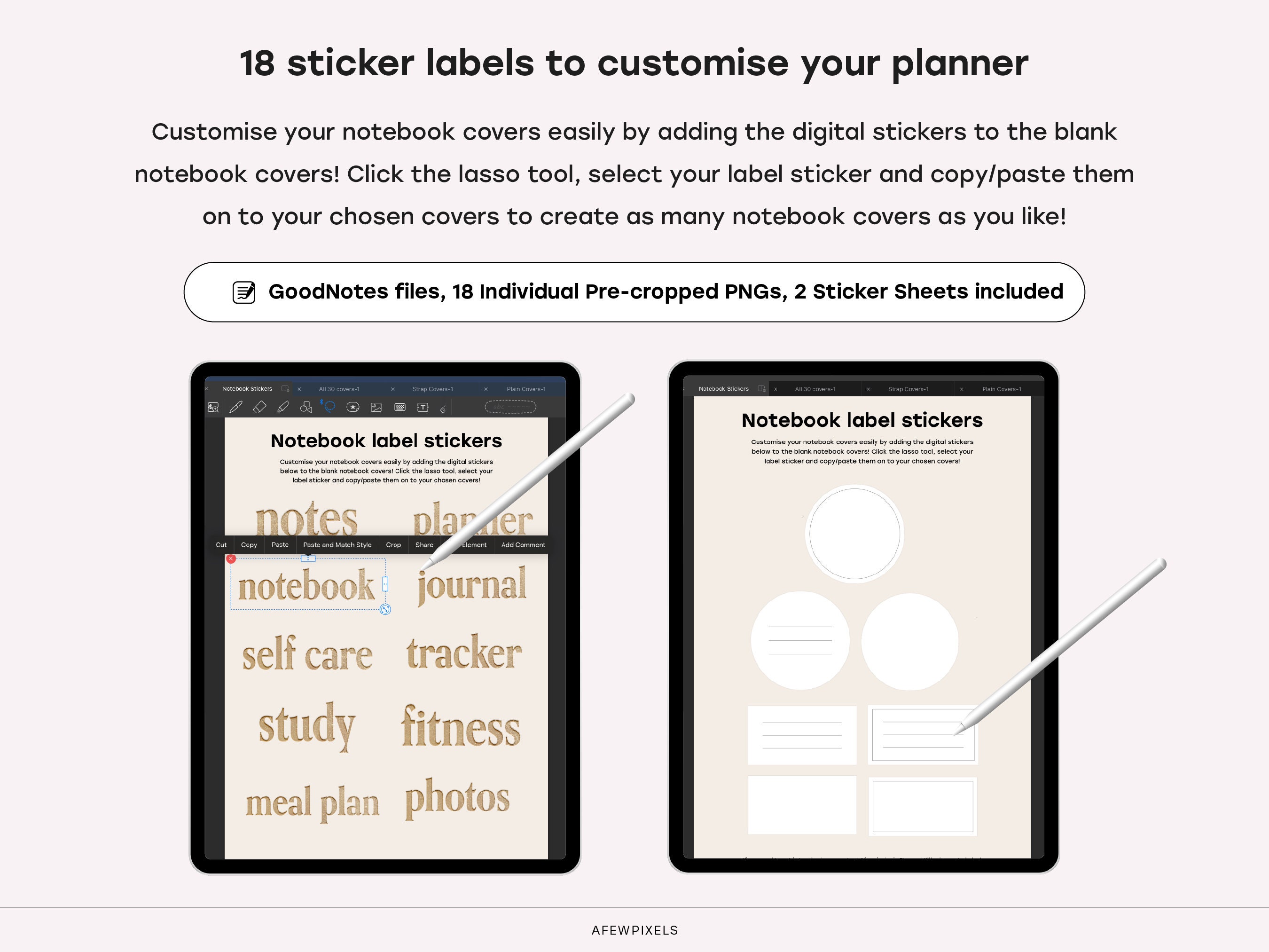 30 Digital Planner Pastel Covers With Stickers for Notability Goodnotes ...