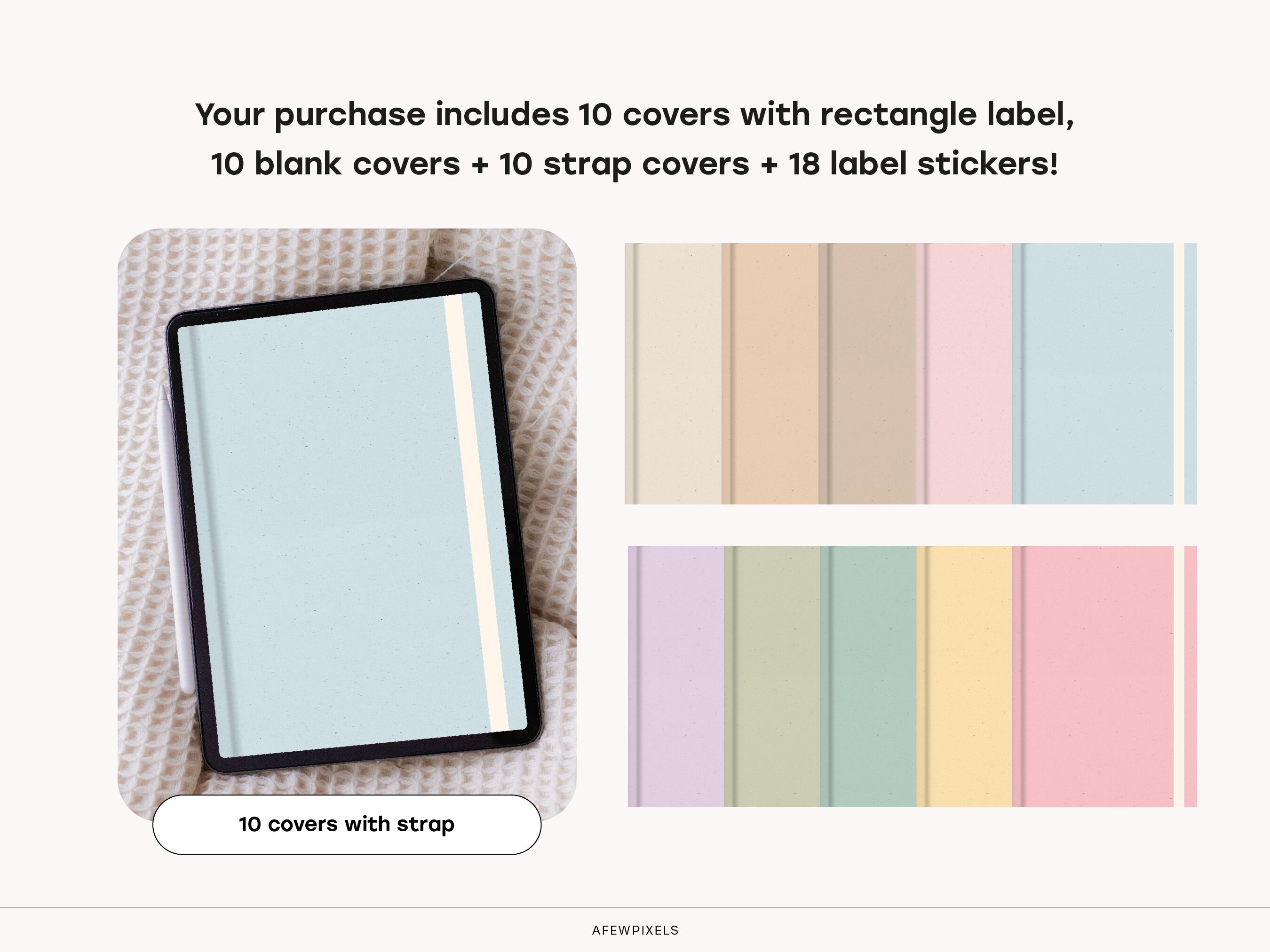 30 Digital Planner Pastel Covers With Stickers for Notability Goodnotes ...