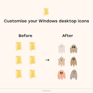 Set of 10 Cute Ghost Icons Desktop Icon Set for Mac and Windows Desktop ...