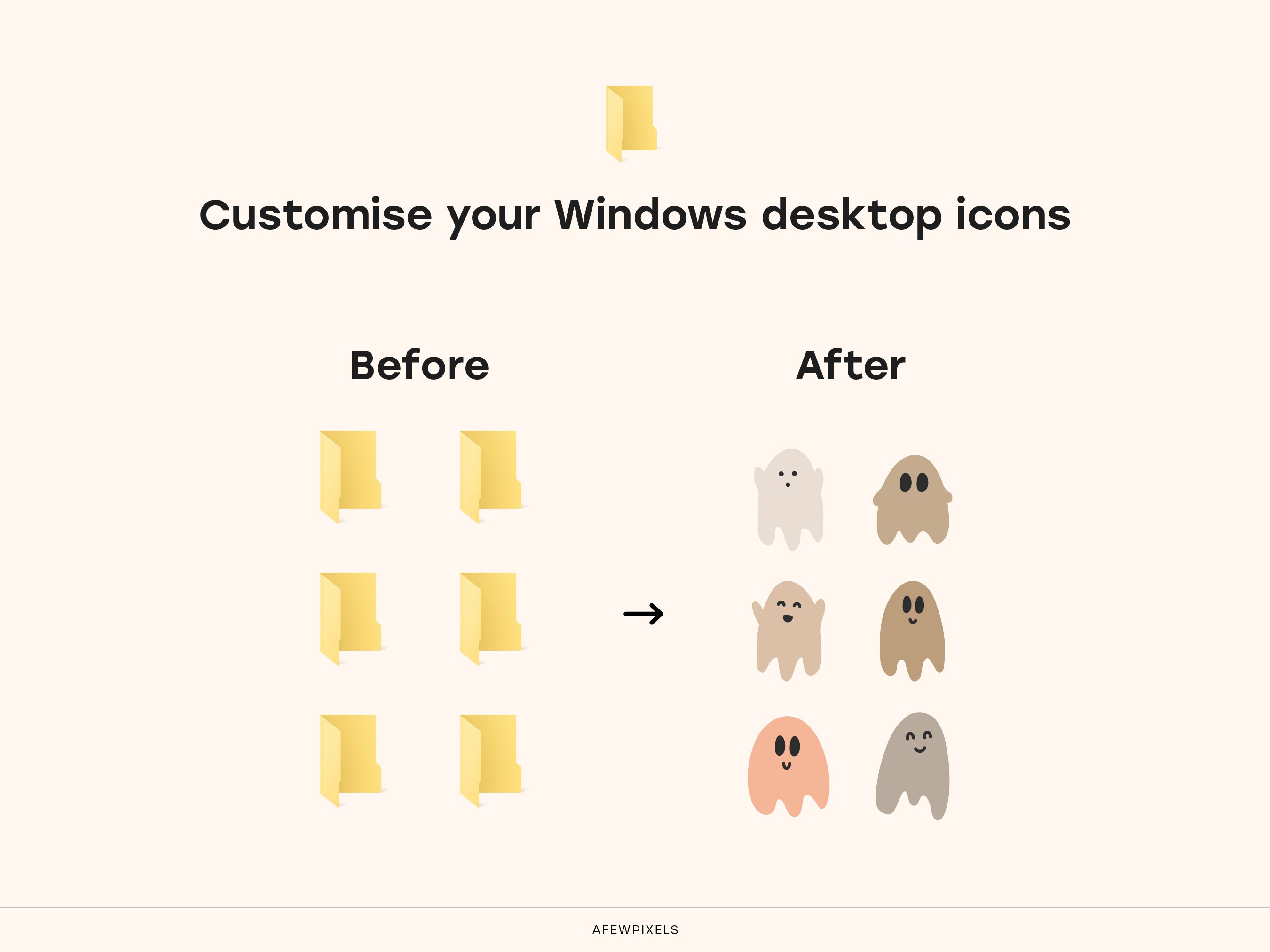 Set of 10 Cute Ghost Icons Desktop Icon Set for Mac and Windows Desktop ...