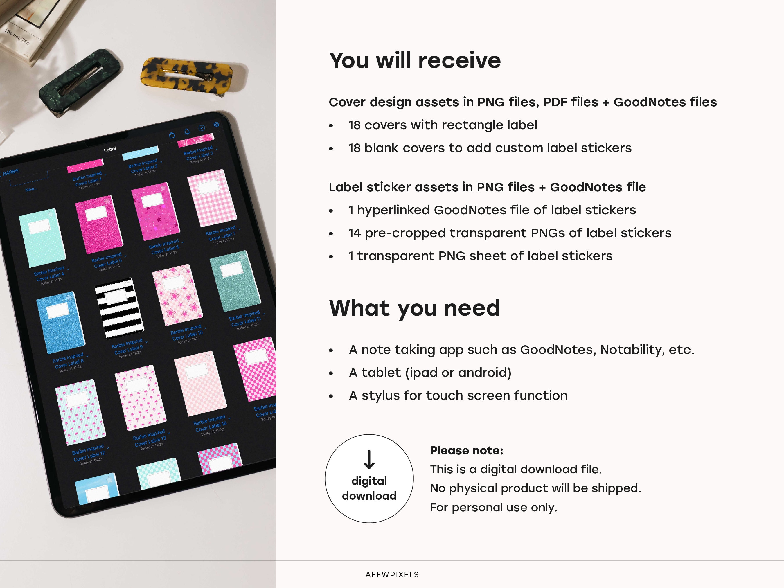 18 Pink Digital Planner Covers Digital Notebook Cover, Goodnotes Cover ...