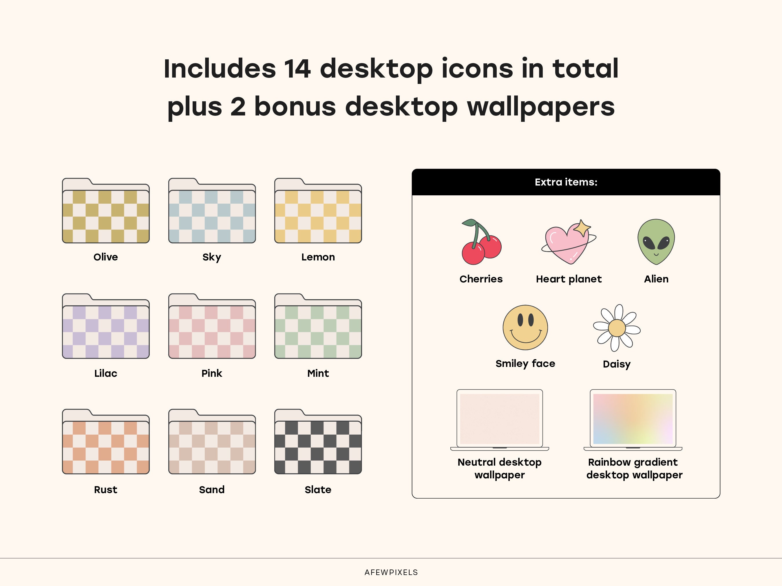 Pastel Checkered Desktop Folders for Mac and Windows Desktop ...